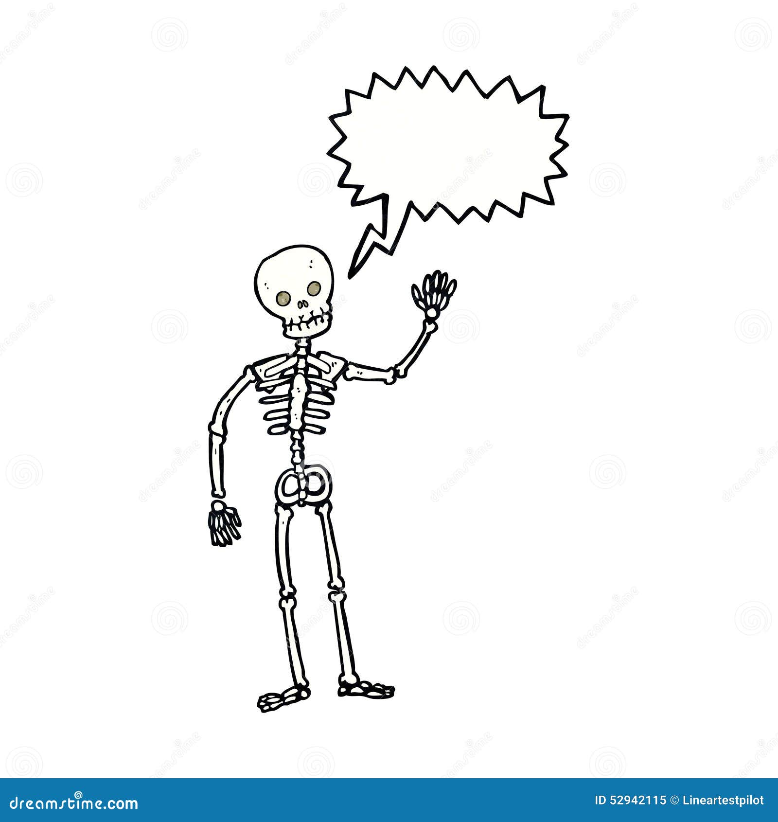 Cartoon Waving Skeleton with Speech Bubble Stock Illustration ...