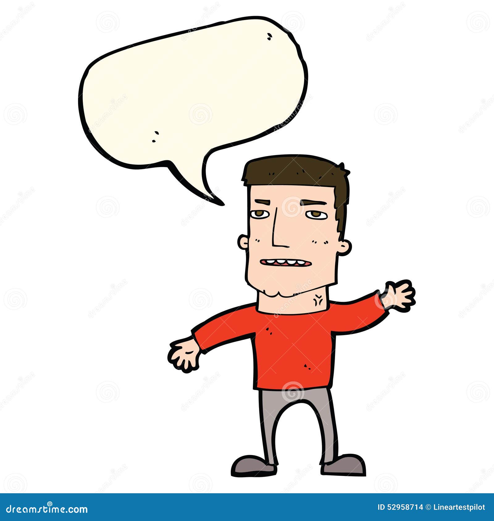 Cartoon Waving Stressed Man with Speech Bubble Stock Illustration ...