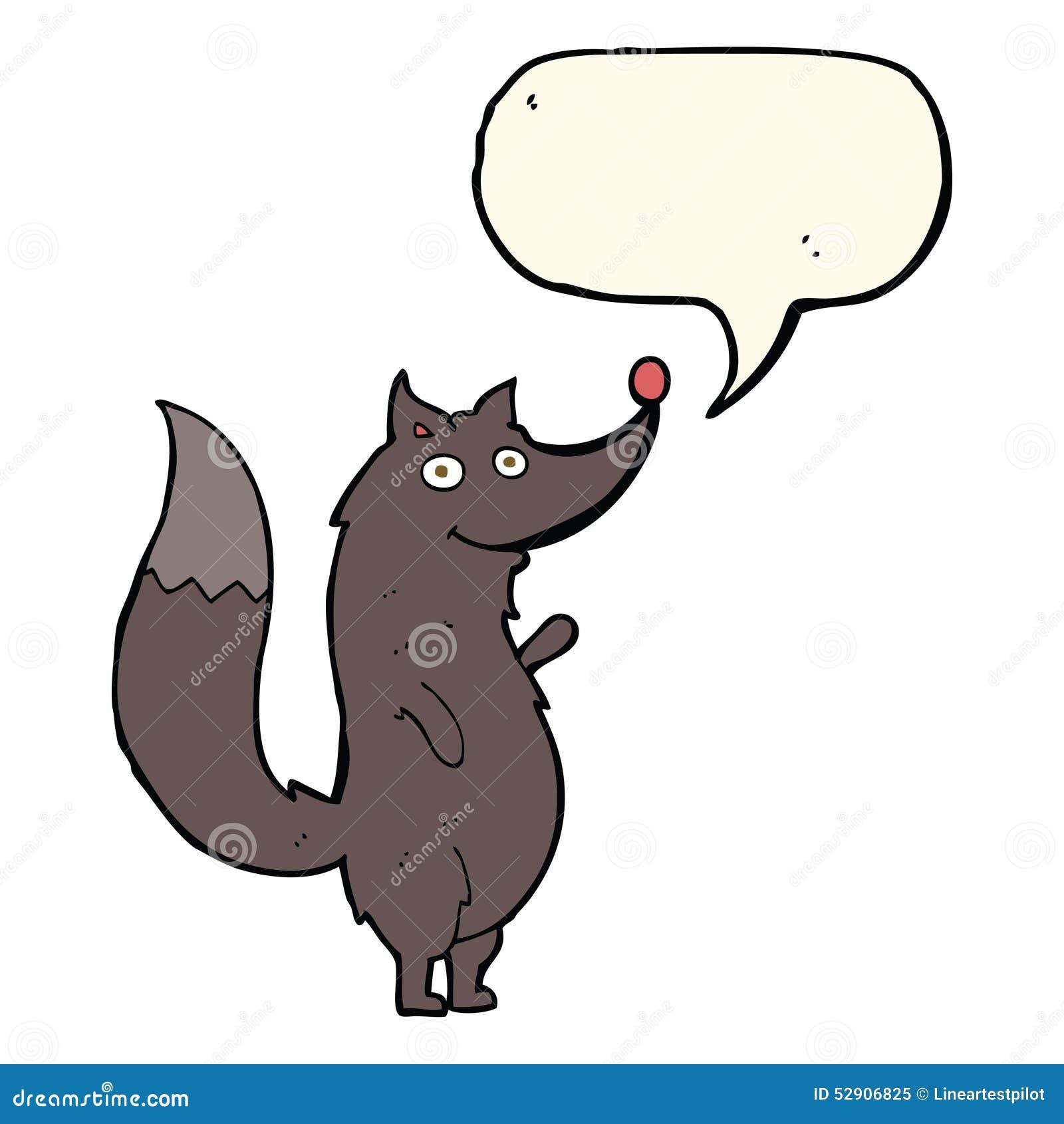 Cartoon Waving Wolf with Speech Bubble Stock Illustration ...