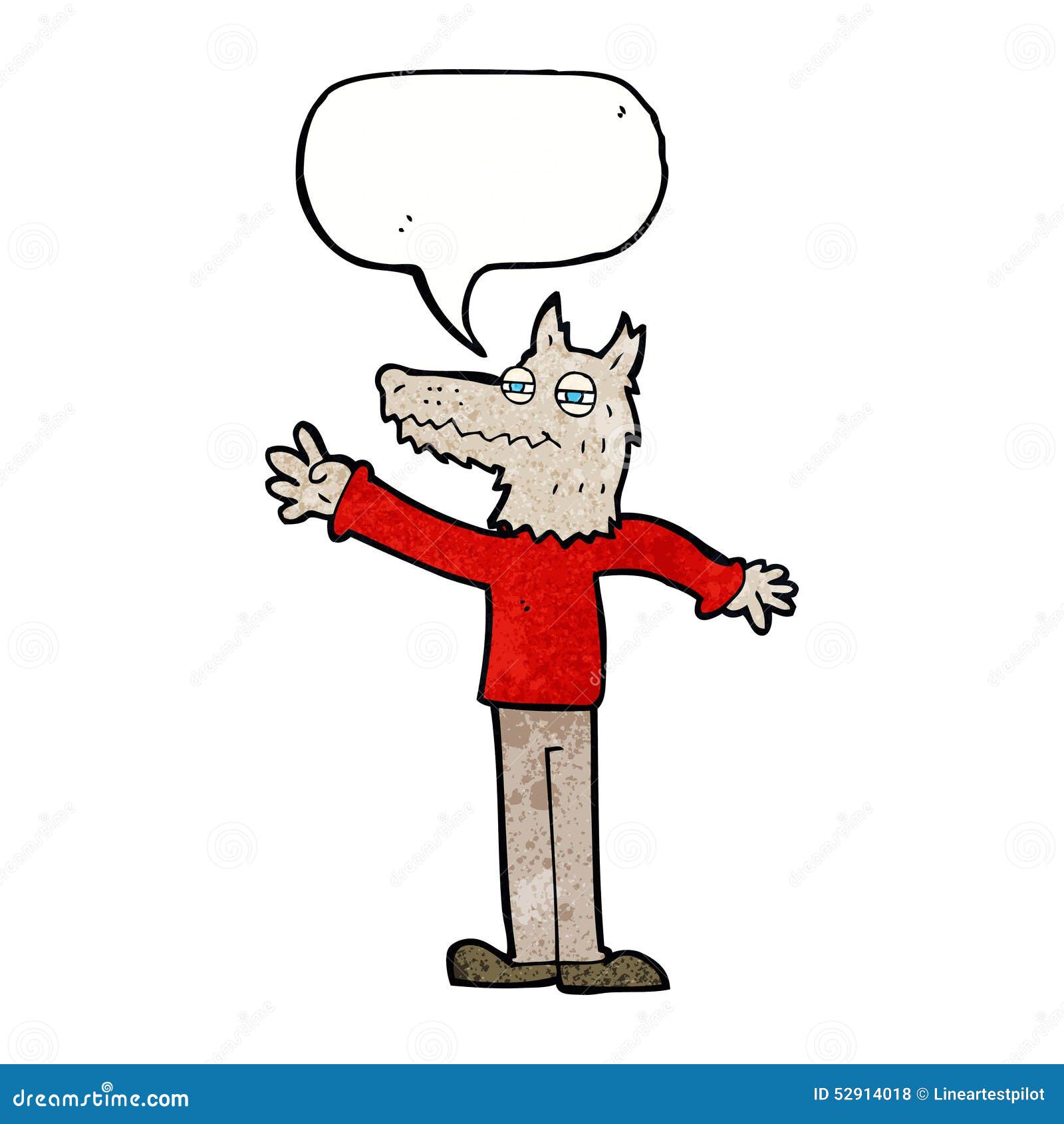 Cartoon Waving Wolf with Speech Bubble Stock Illustration ...