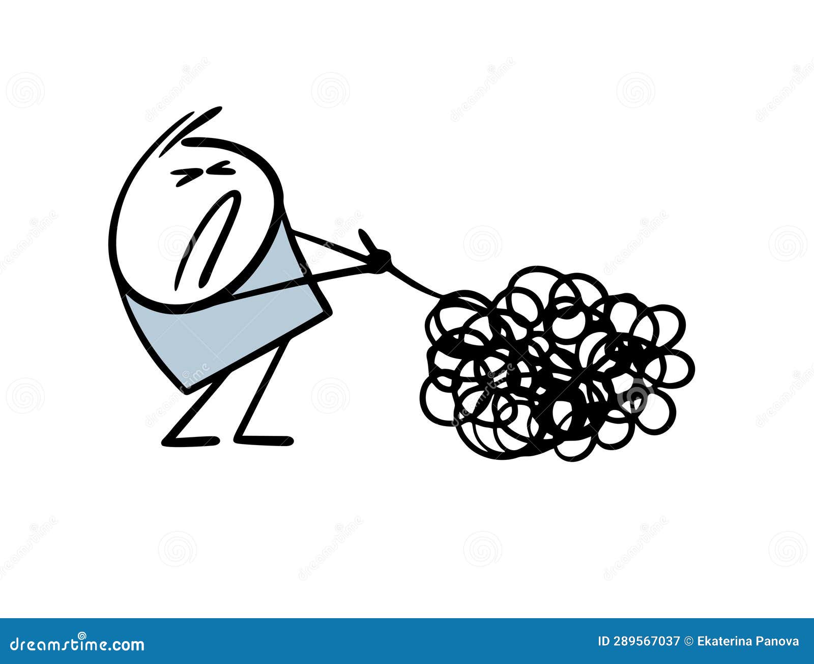 Cartoon Weak Patient Pulls a Thread in the Tangle of His Thoughts ...
