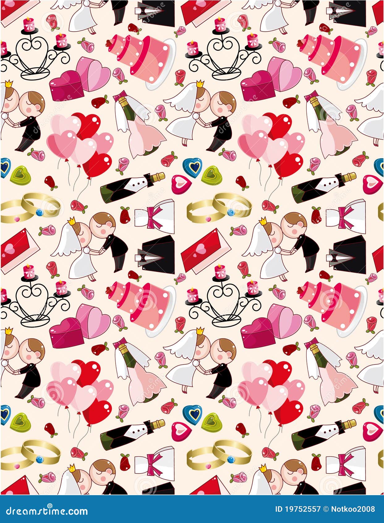 Cartoon Wedding Invitation Card Template Vector Illustration ...