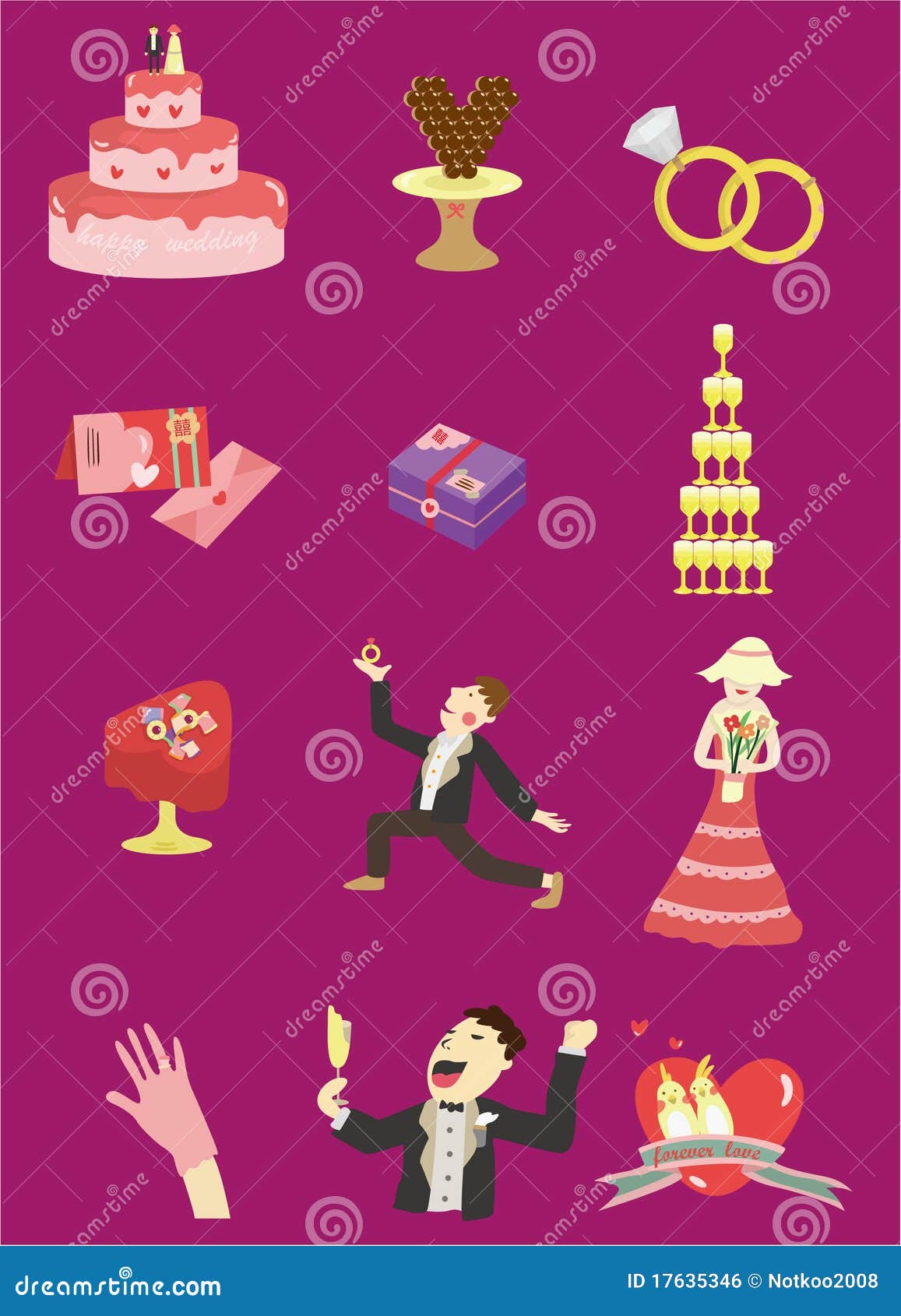 Cartoon Wedding icon stock vector. Illustration of heart - 17635346