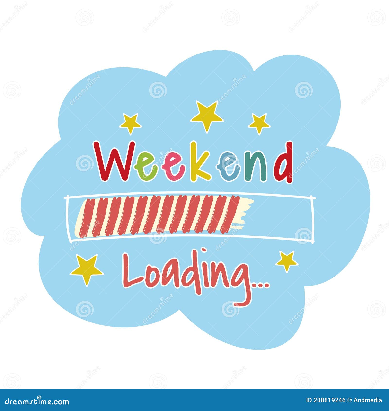 Cartoon Weekend Loading Progress Bar Isolated On A White Background ...