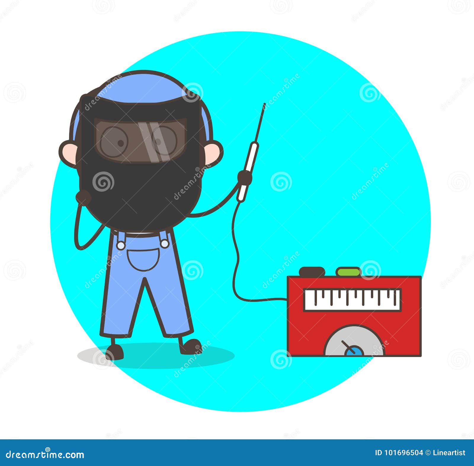 Cartoon Welder with Welding Equipments Vector Stock Illustration ...