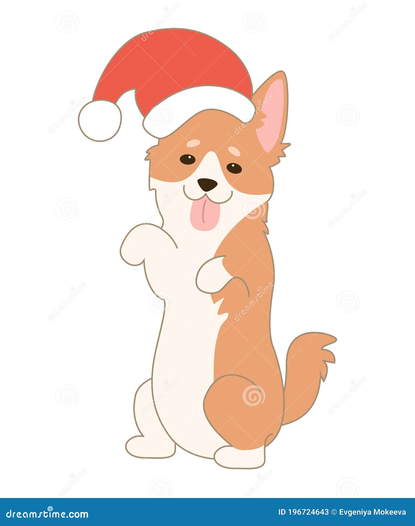 Cartoon Welsh Corgi in Christmas Hat Stock Vector - Illustration of ...