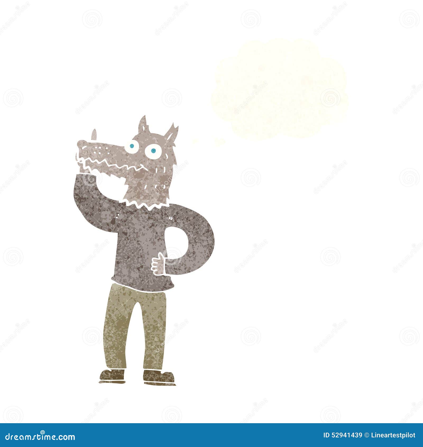 Cartoon Werewolf with Idea with Thought Bubble Stock Illustration ...
