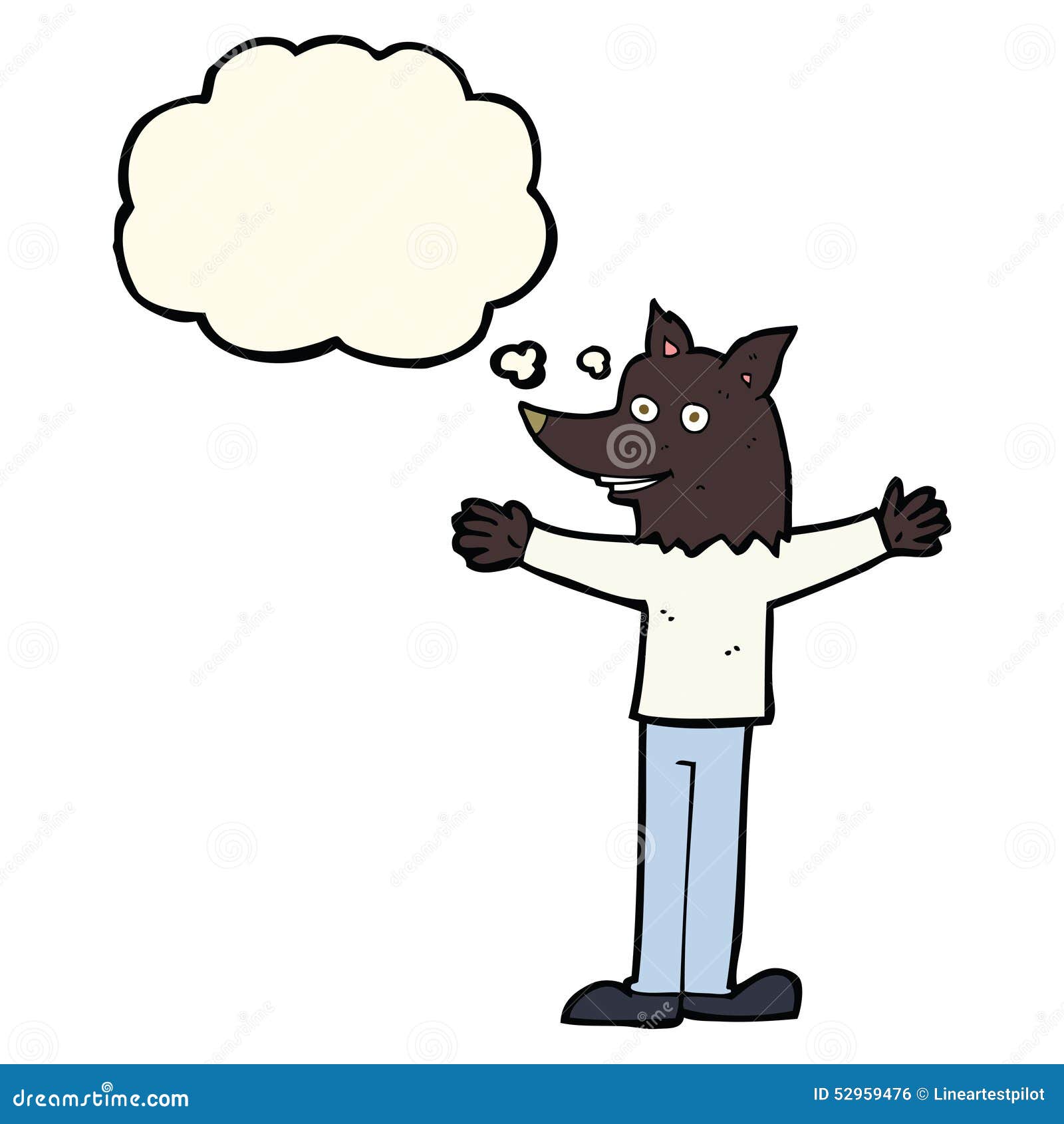 Cartoon Werewolf with Thought Bubble Stock Illustration - Illustration ...