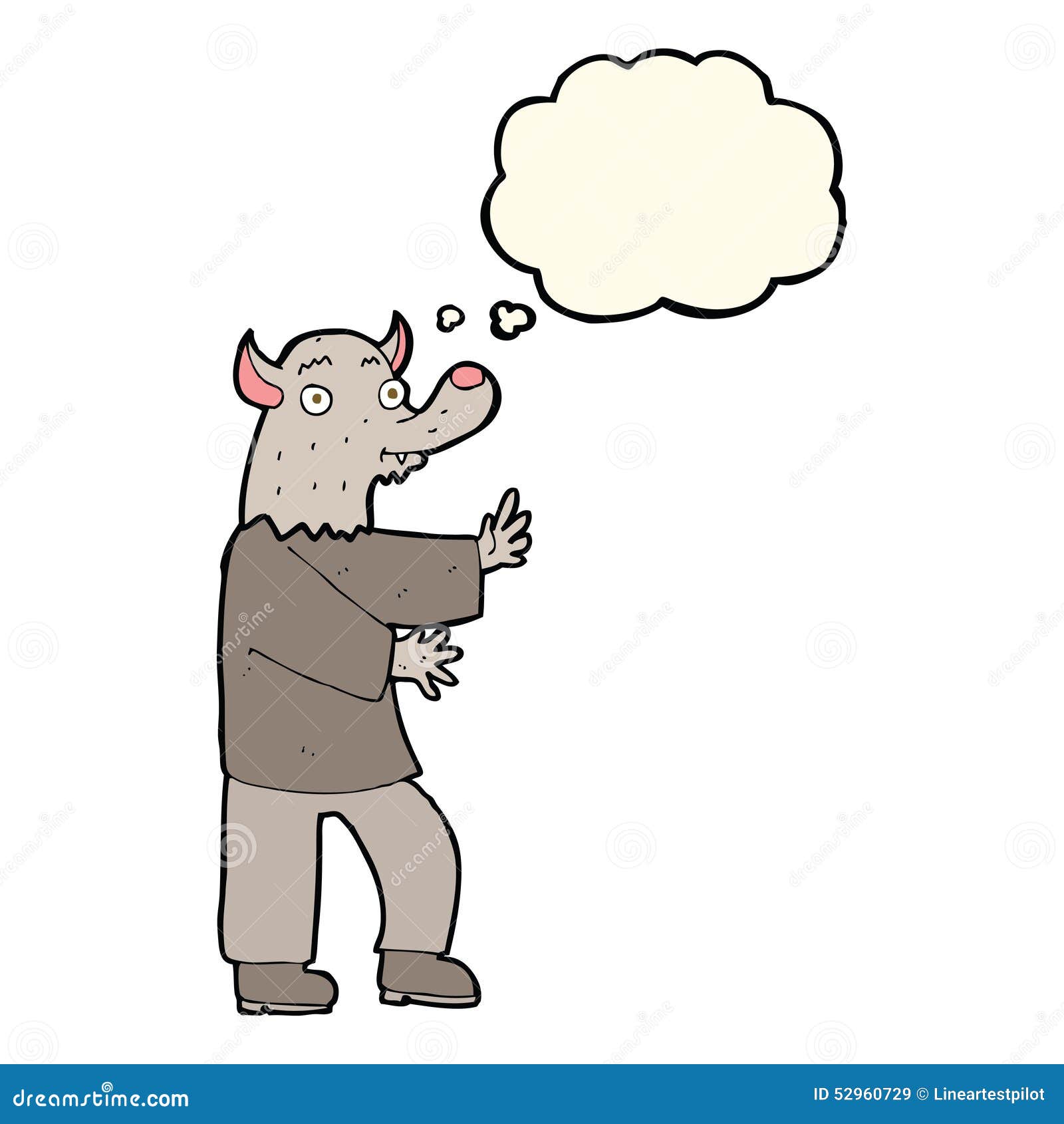 Cartoon Werewolf with Thought Bubble Stock Illustration - Illustration ...
