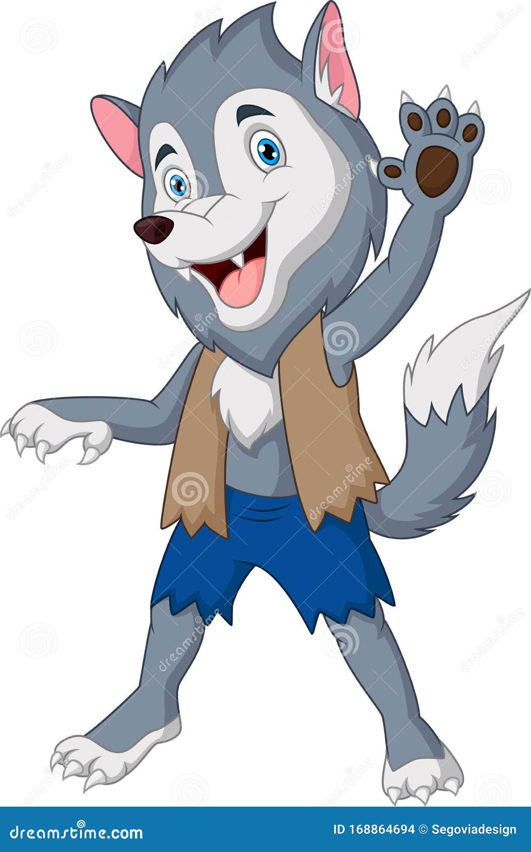 Cartoon The Werewolf Waving Hand Vector Illustration | CartoonDealer ...