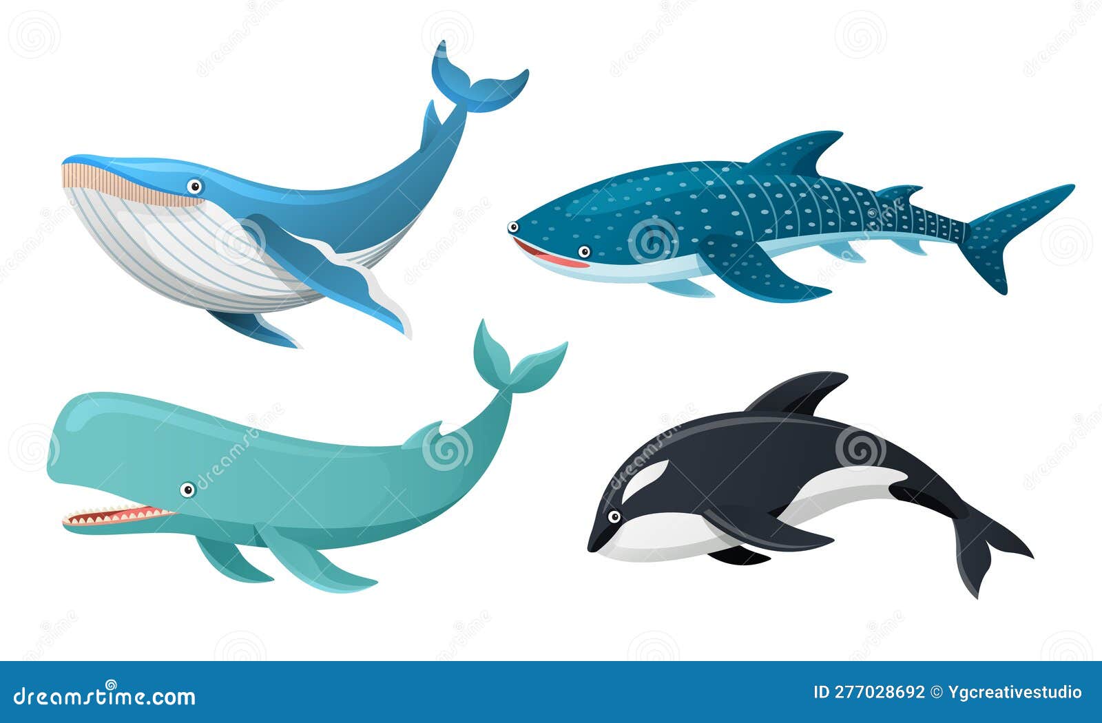Cartoon whales collection stock vector. Illustration of blue - 277028692