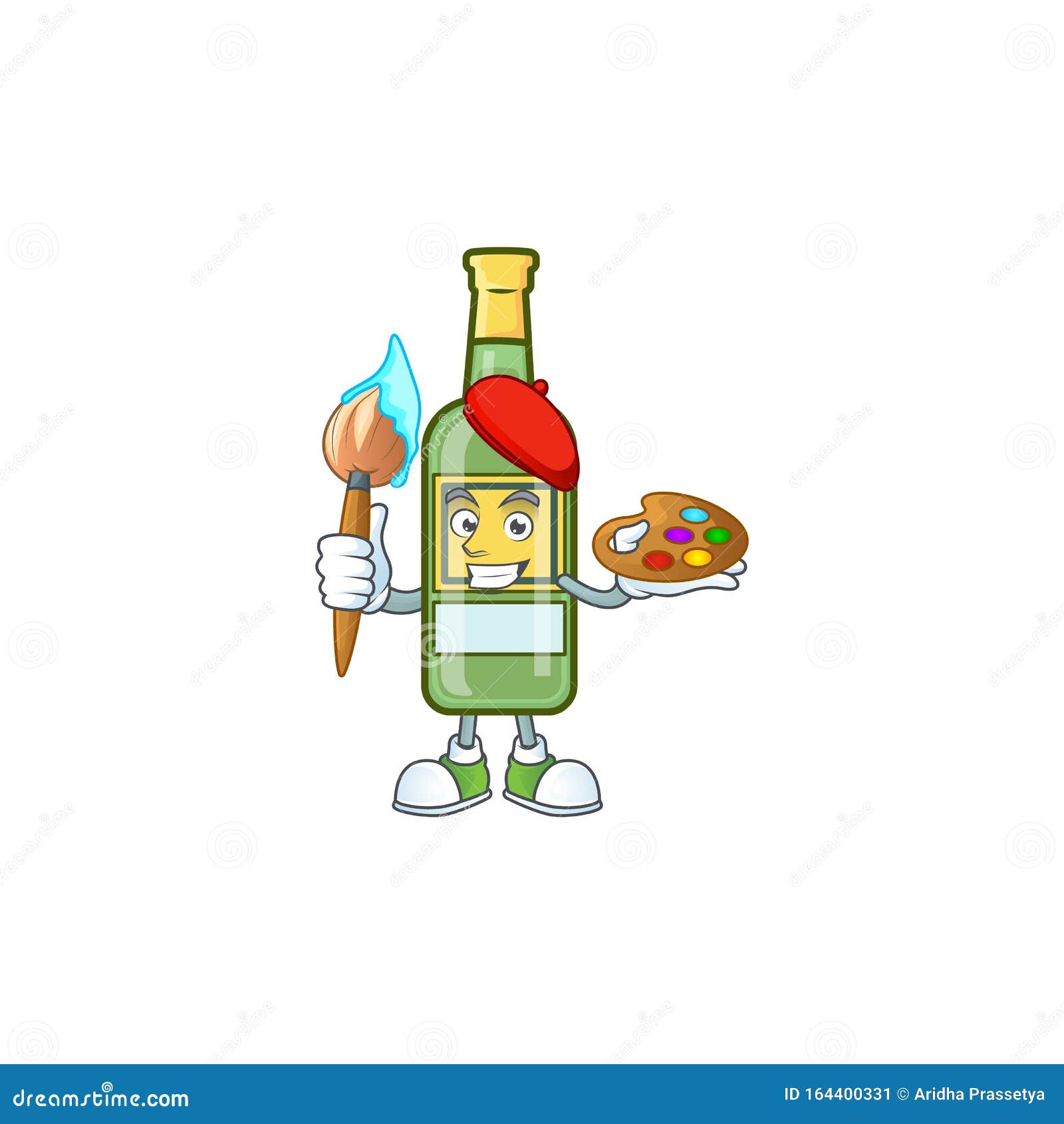 Cartoon Whiskey Bottle with Character Shape Painter Stock Vector ...