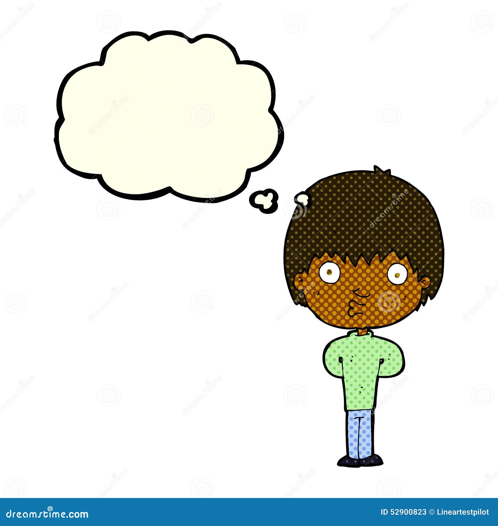 Cartoon Whistling Boy with Thought Bubble Stock Illustration ...