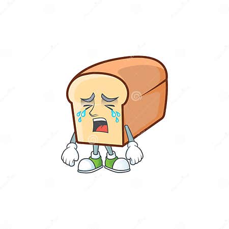 Cartoon of White Bread in Character Crying. Stock Vector - Illustration ...