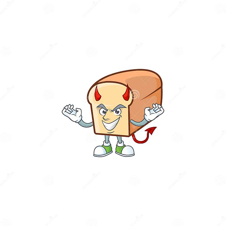 Cartoon of White Bread in Character Devil. Stock Vector - Illustration ...