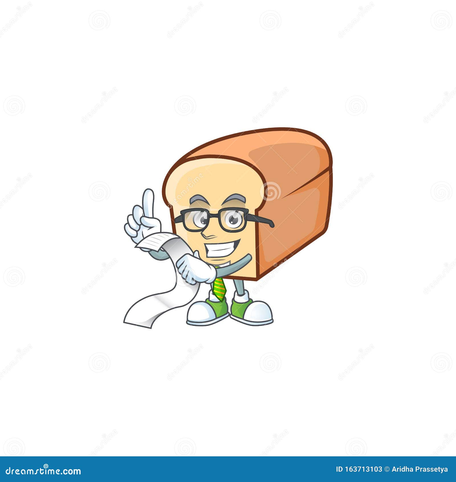 Cartoon of White Bread in Character Holding Bill. Stock Vector ...