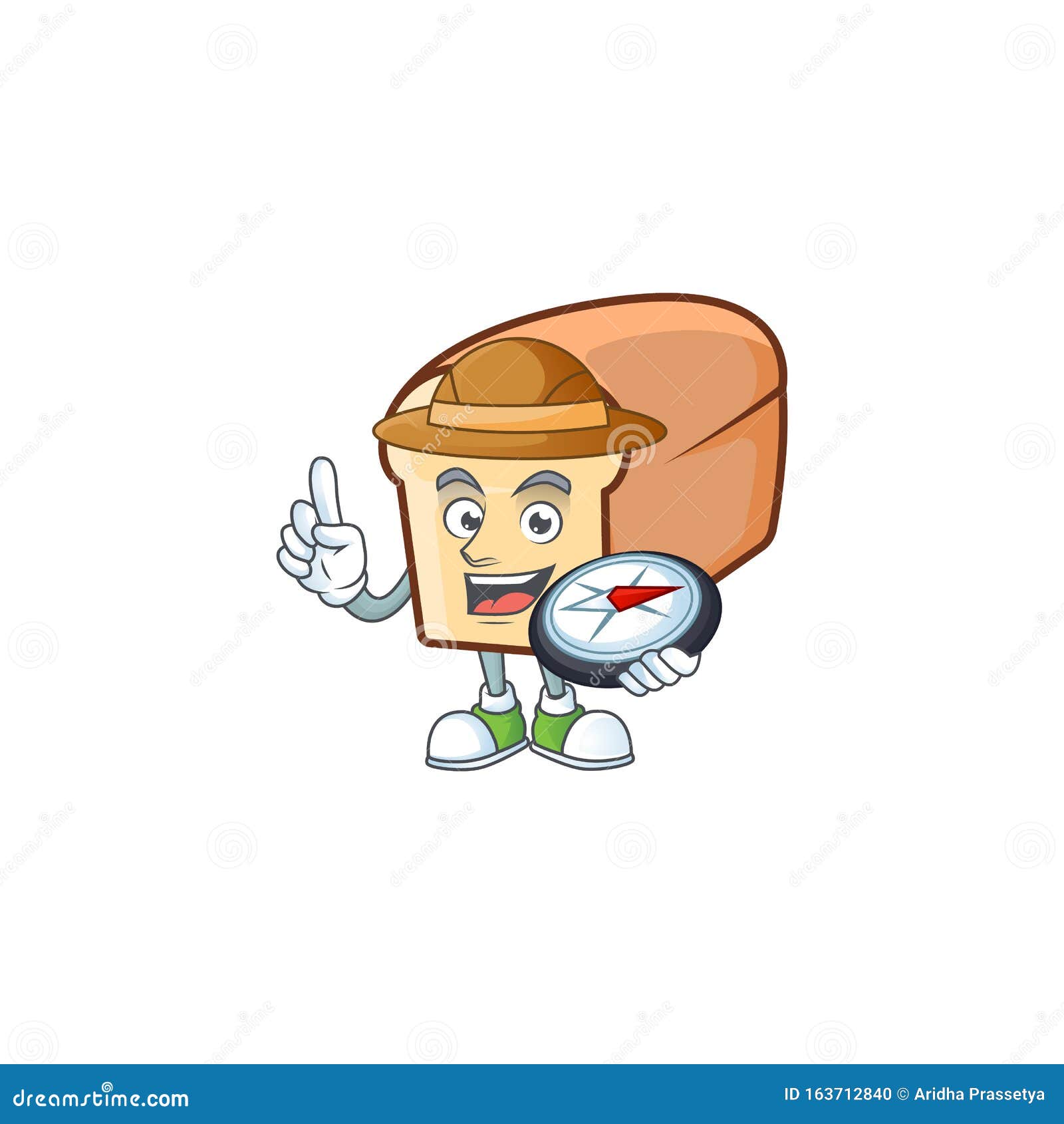 Cartoon of White Bread in Character Holding Compass. Stock Vector ...
