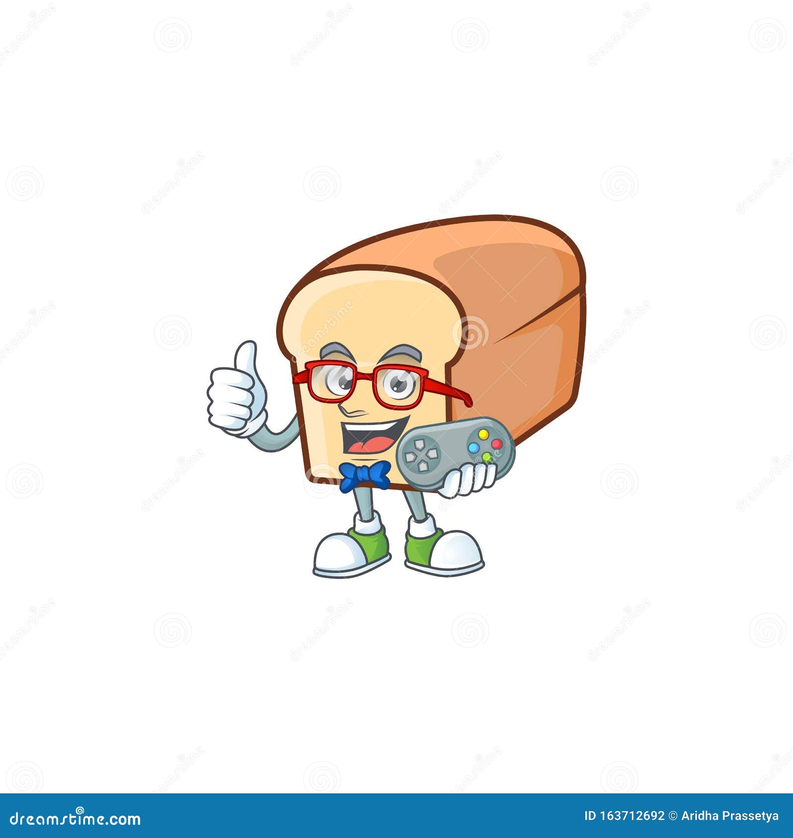 Cartoon of White Bread in Character Holding Gamer. Stock Vector ...