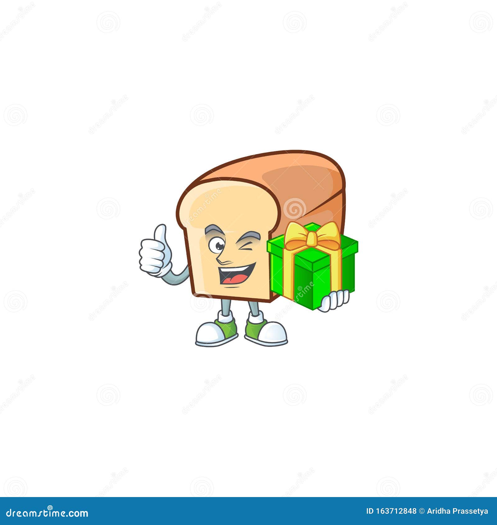 Cartoon of White Bread in Character Holding Gift. Stock Vector ...