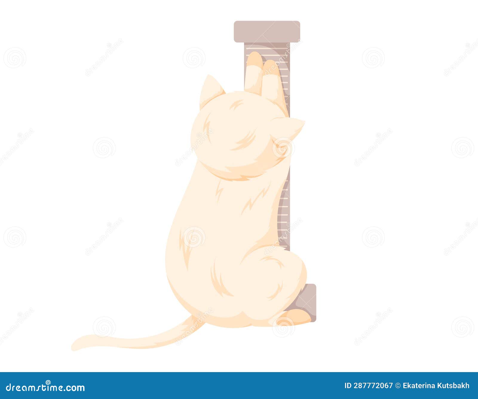 Cartoon White Cat with a Scratching Post. Vector Isolated Pet. Stock ...