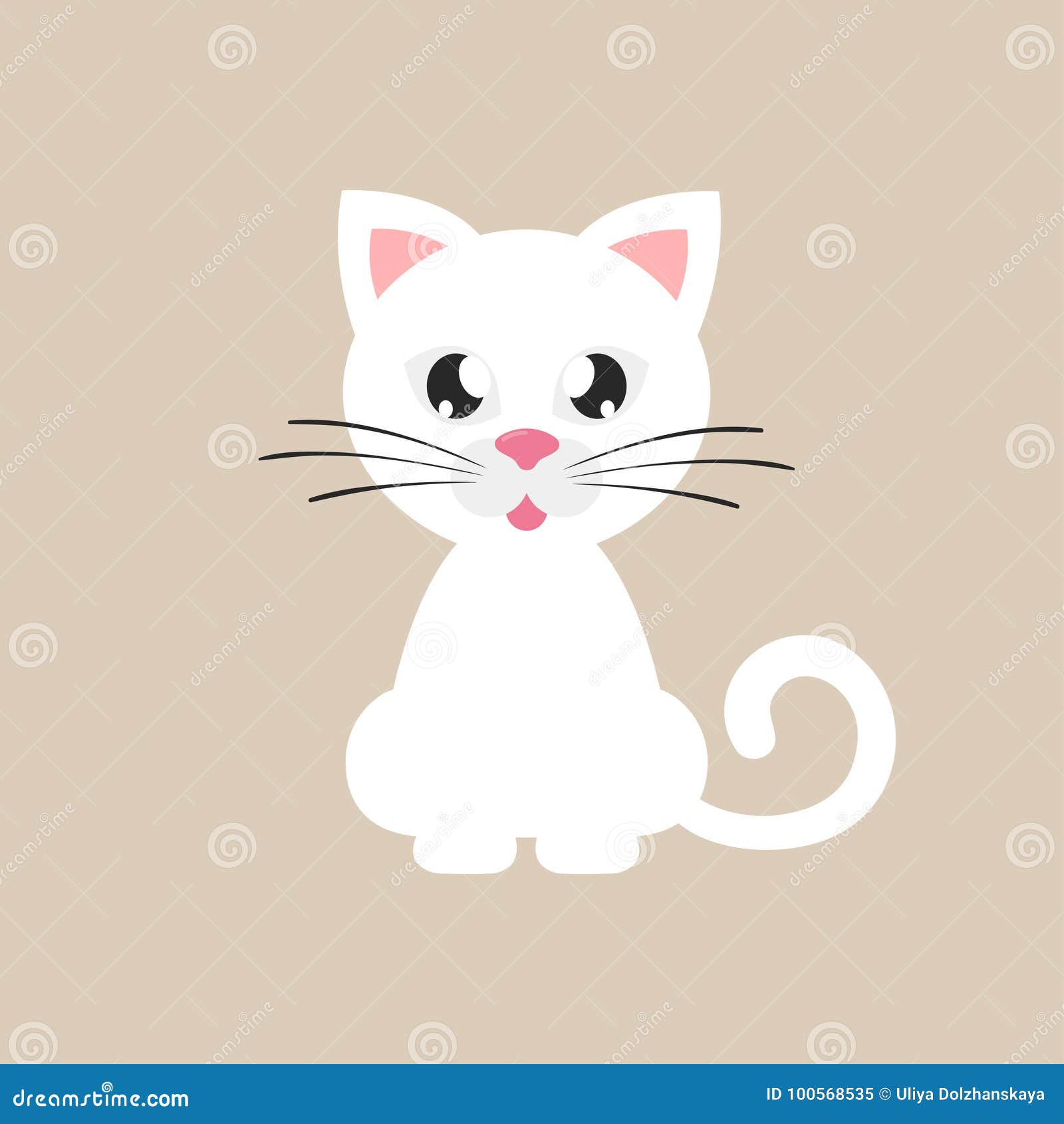 Cartoon white cat stock vector. Illustration of friendly - 100568535