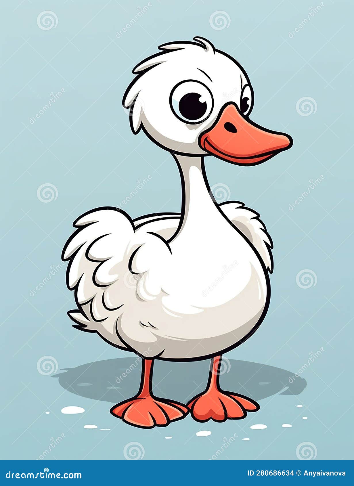 A Cartoon White Duck Standing on a Blue Surface. Generative AI Image ...