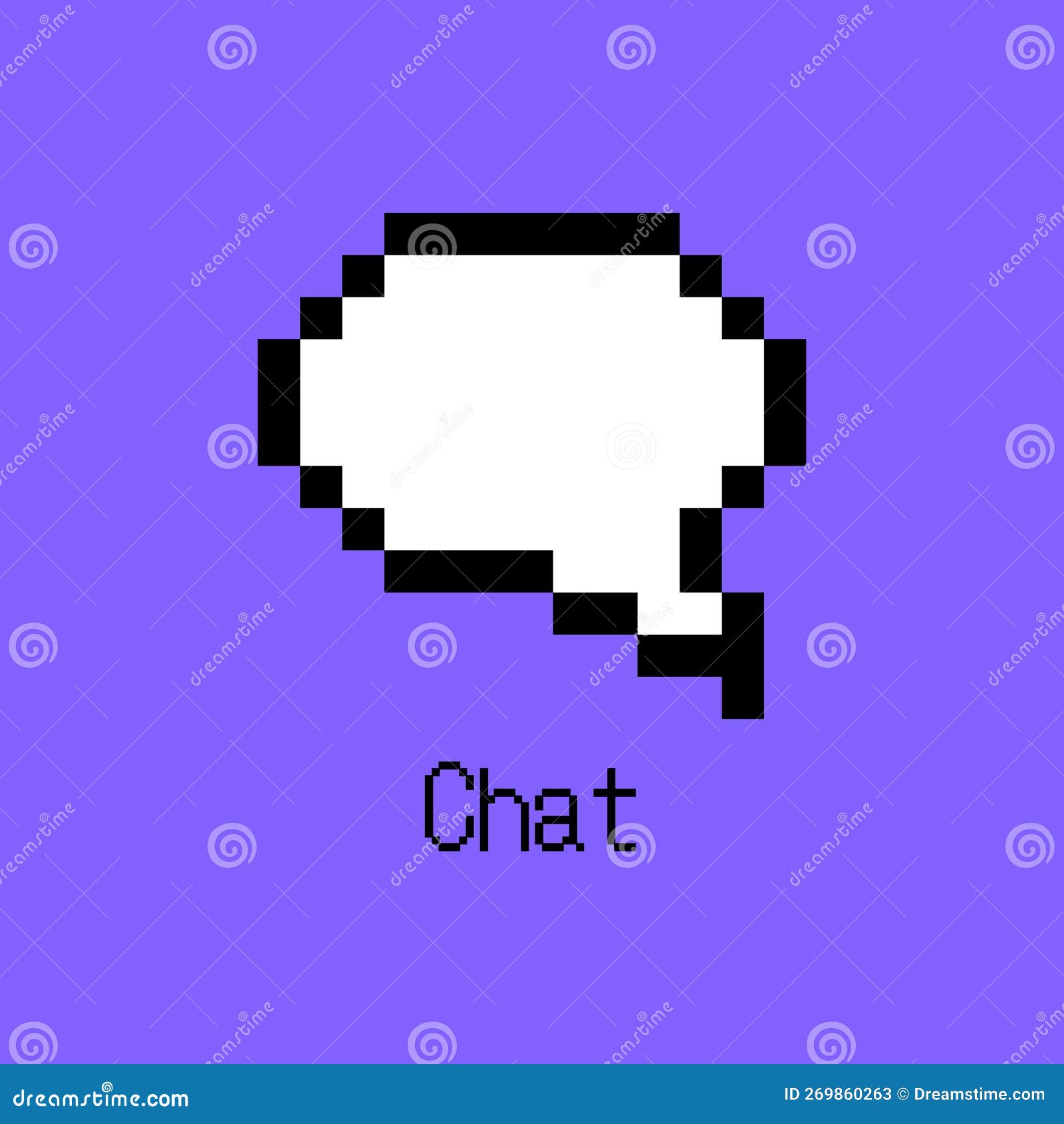 Cartoon White Pixel Speech Bubble Chat Sign UI Button. Vector Stock ...