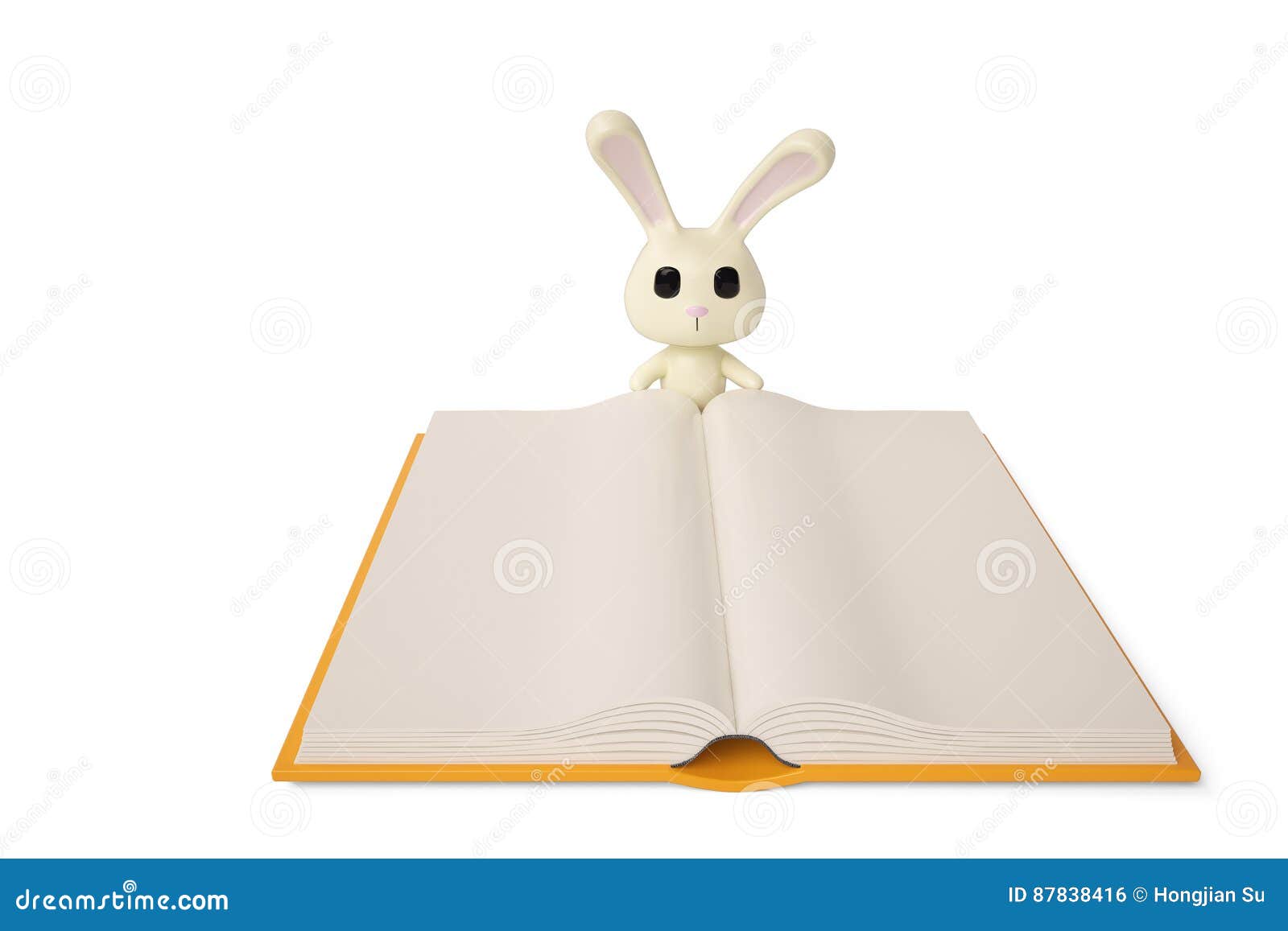 Cartoon White Rabbit with Books,3D Illustration. Stock Illustration ...