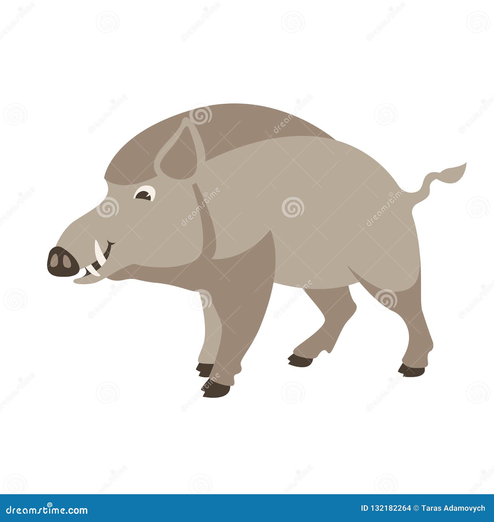 Cartoon Wild Boar, Vector Illustration, Flat Style Stock Vector ...