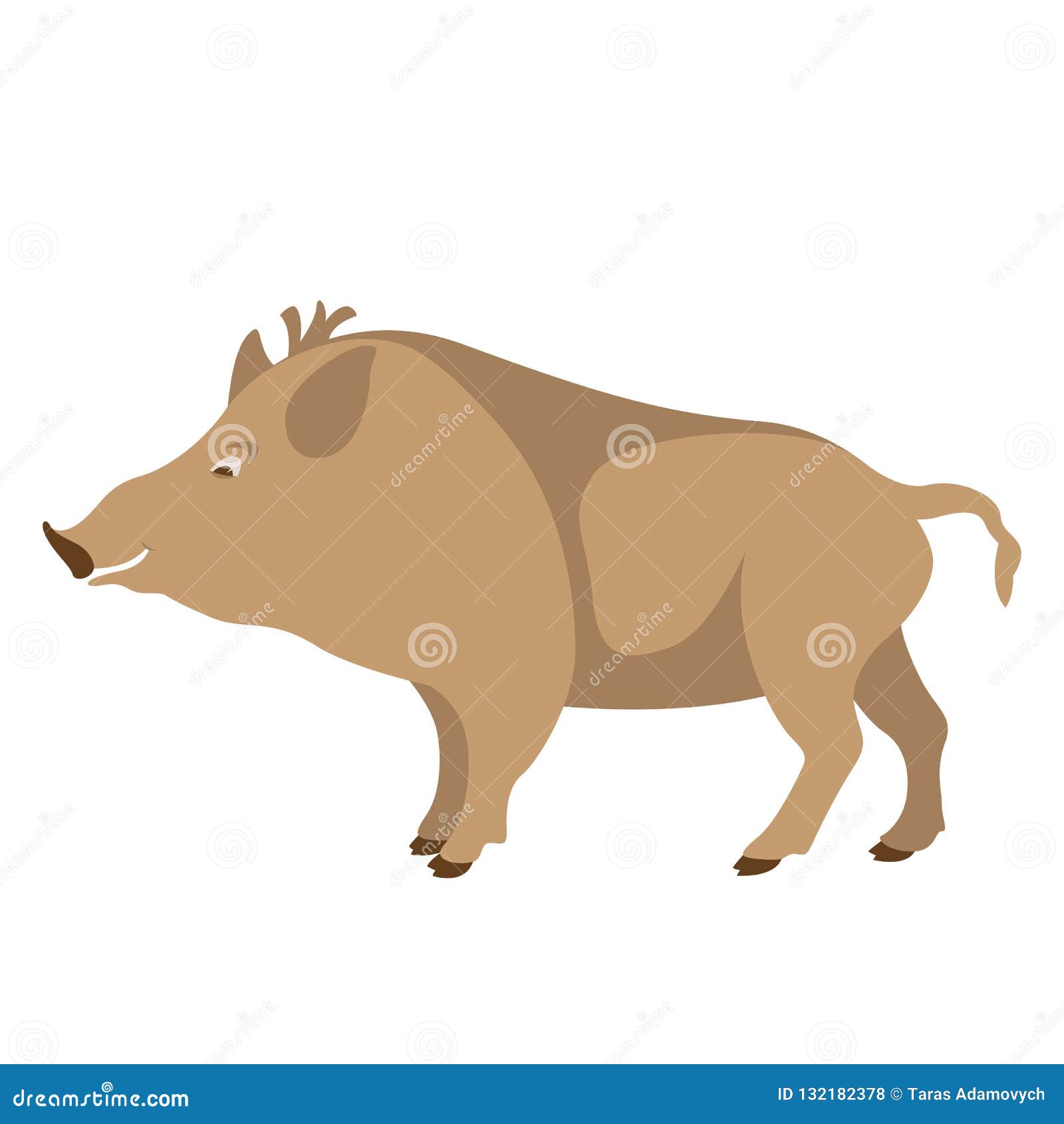 Cartoon Wild Boar, Vector Illustration, Flat Style Stock Vector ...