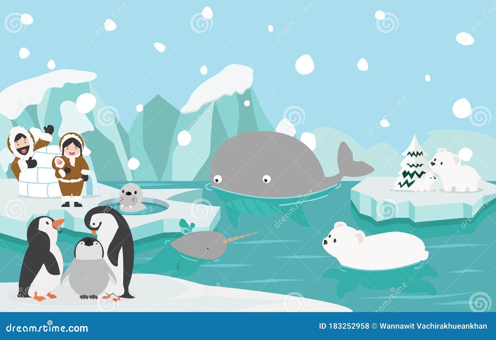 Cartoon Wild North Pole Arctic Animal Stock Vector - Illustration of ...