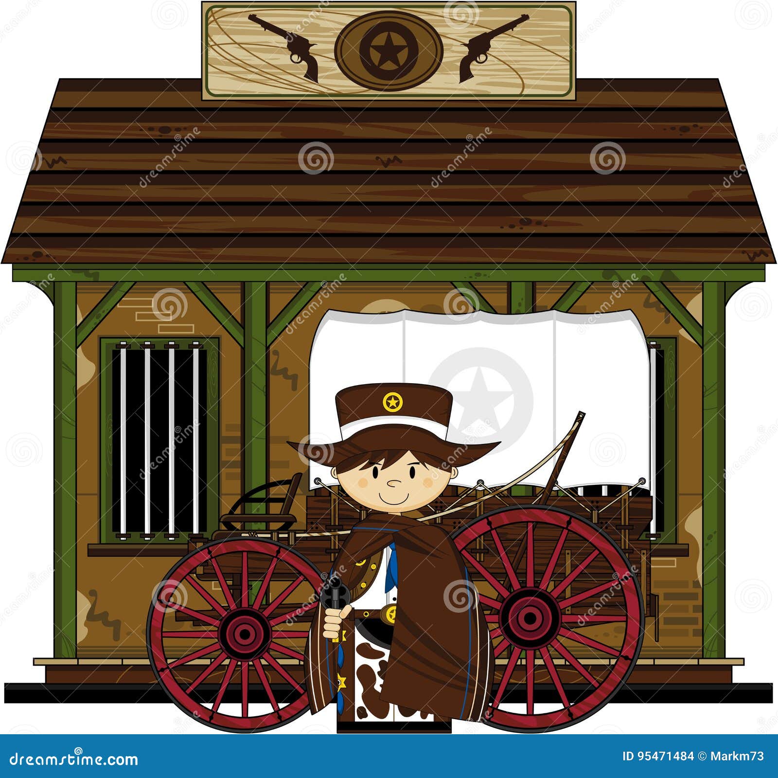 Cartoon Wild West Cowboy stock vector. Illustration of sheriff - 95471484