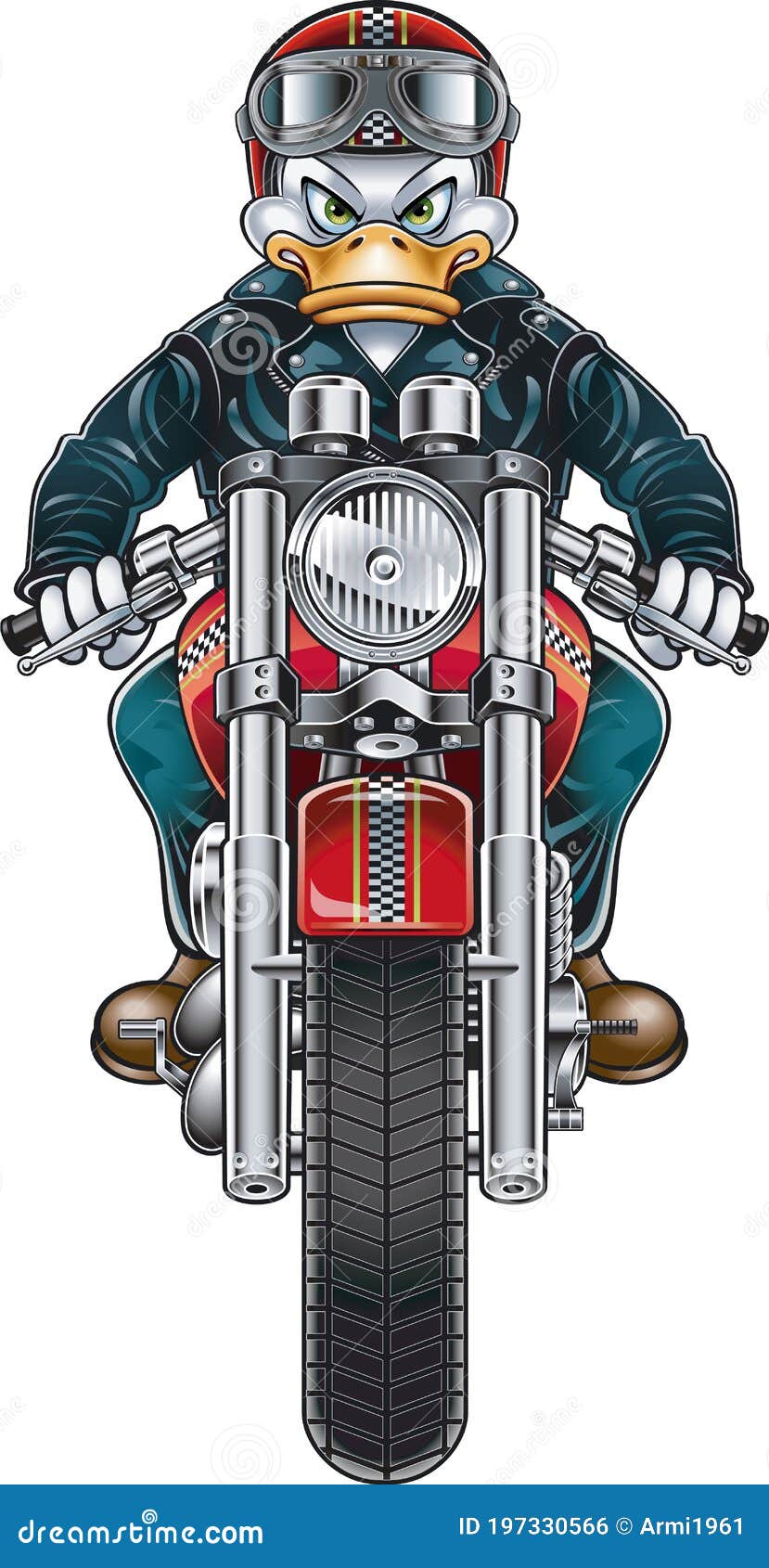 Illustrated Duck On Motorcycle Vector Illustration | CartoonDealer.com ...