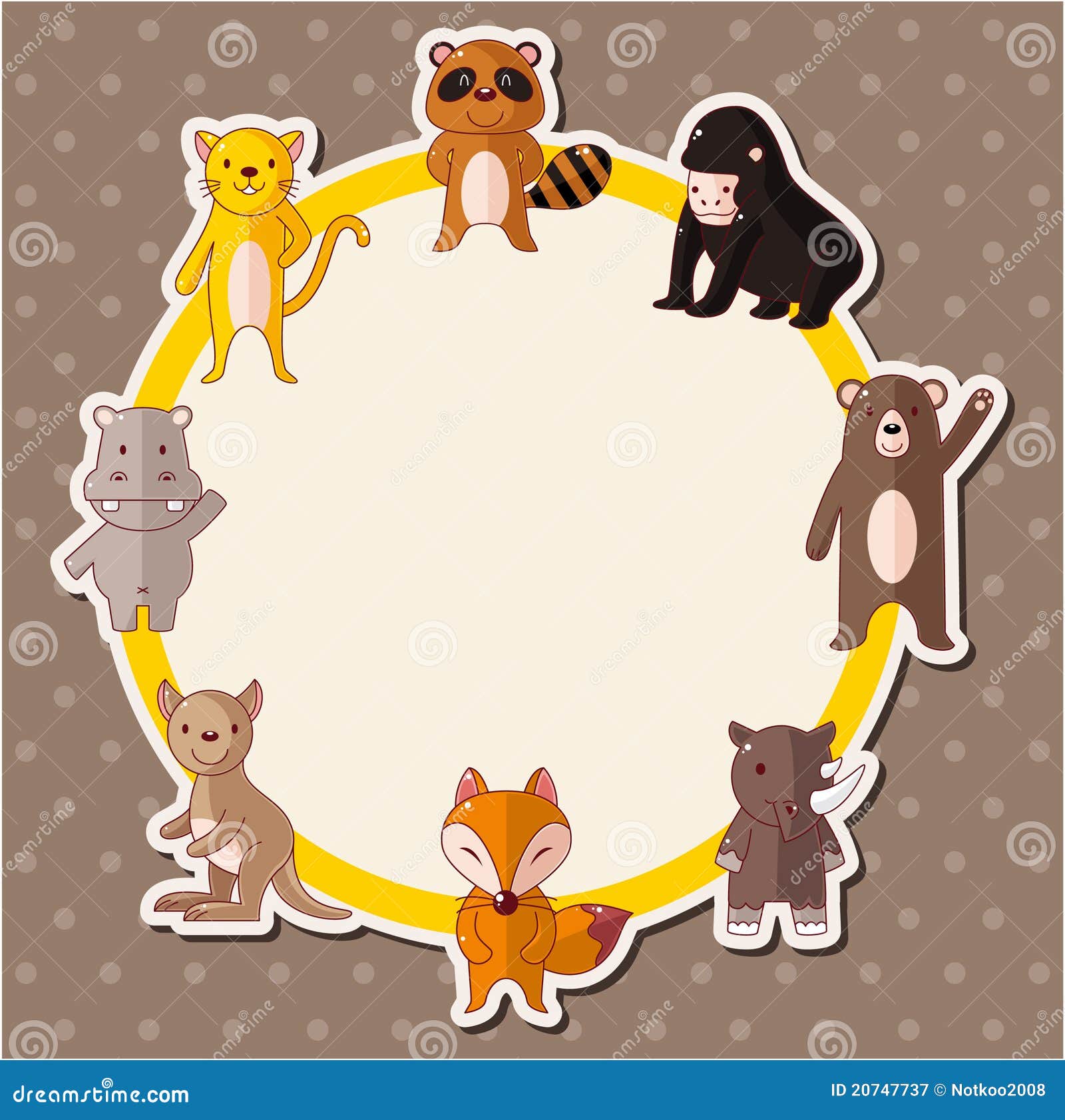 Cartoon Wildlife Animal Card Stock Vector - Illustration of monkey ...
