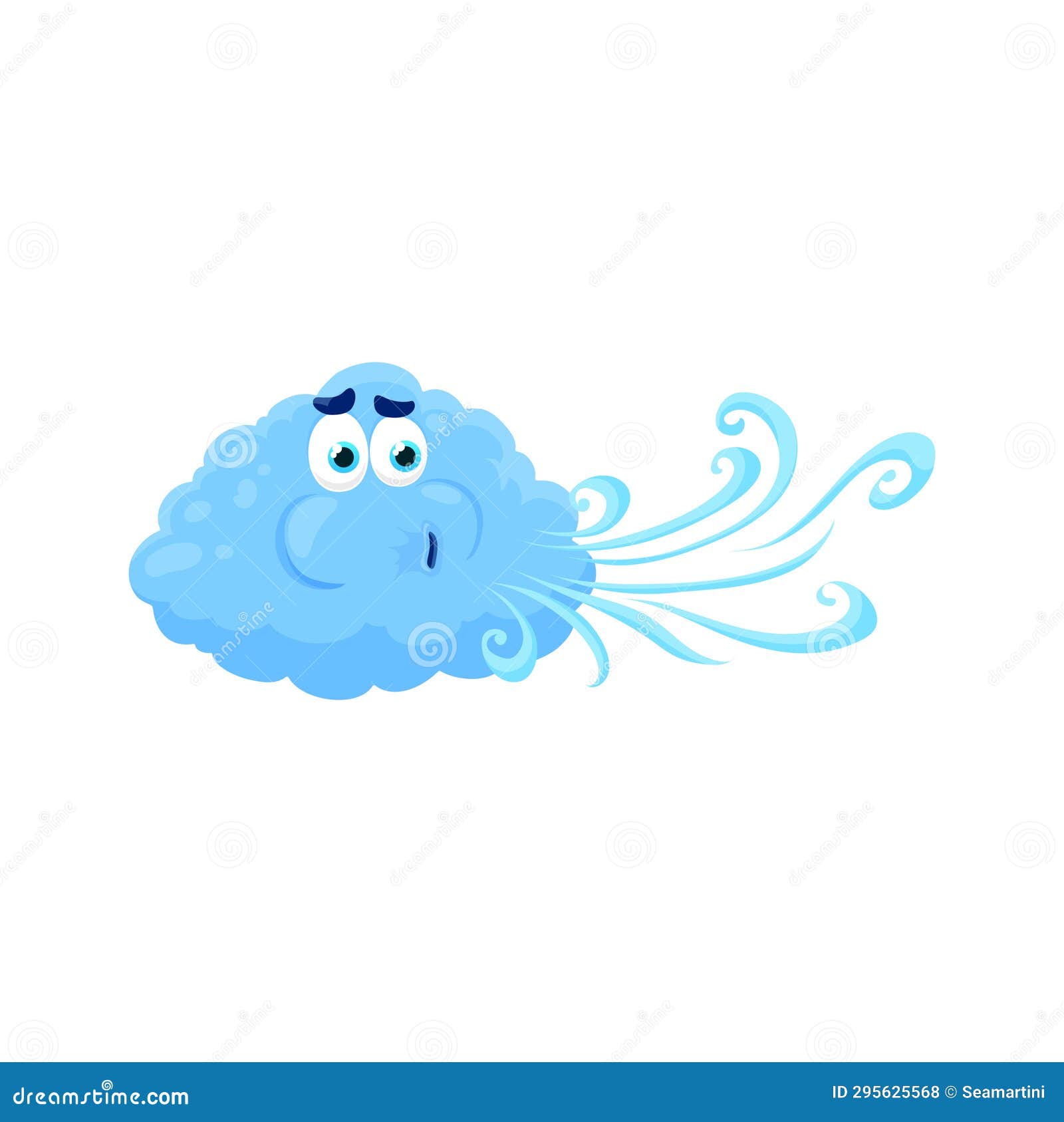 Cartoon Wind Character Vector Blue Whimsical Cloud Stock Vector ...
