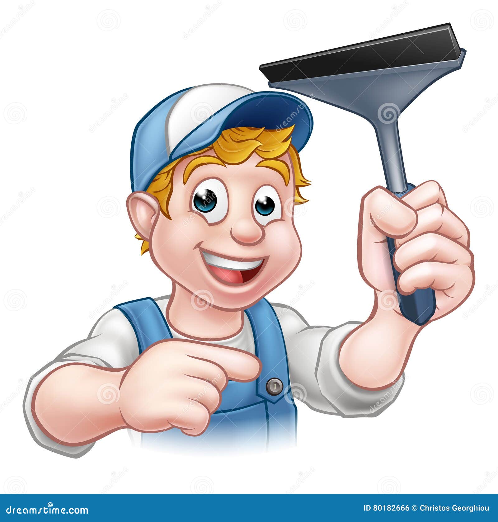 Cartoon Window Cleaner Squeegee Character Stock Vector - Illustration ...