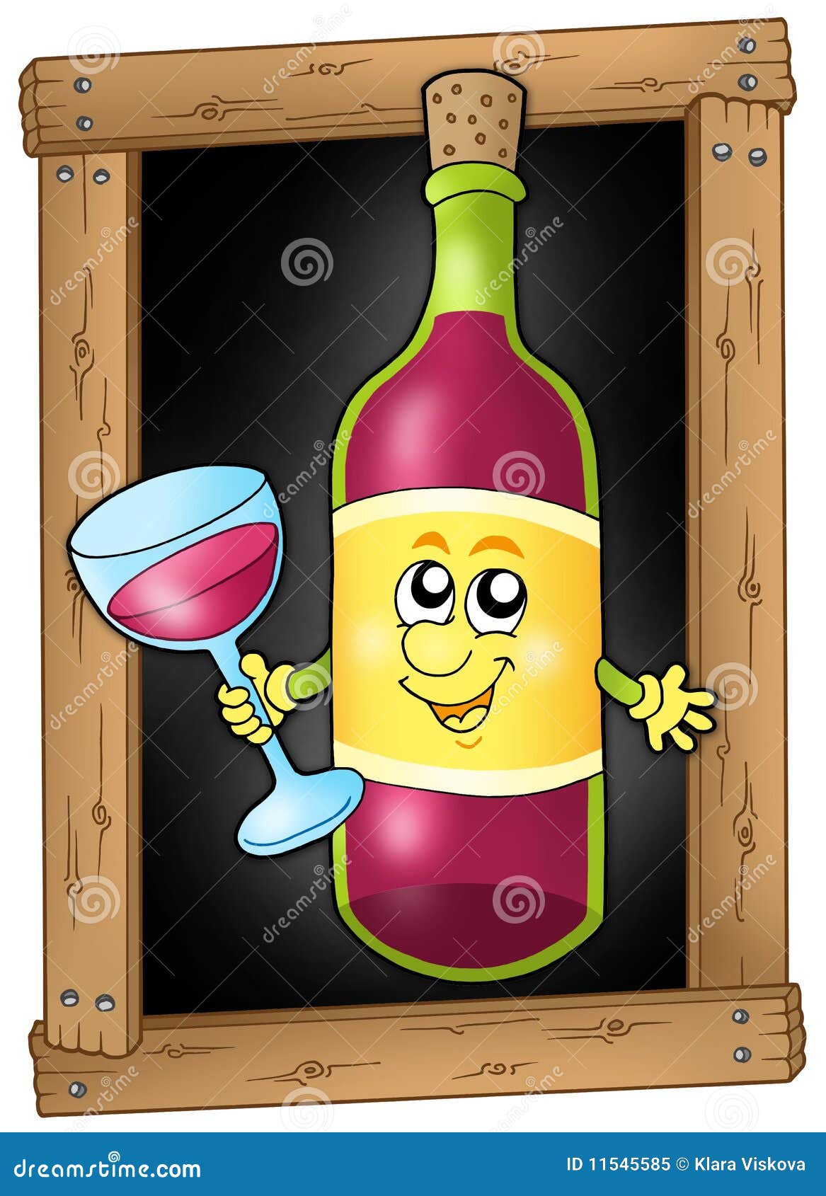 Cartoon wine on blackboard stock illustration. Illustration of label ...