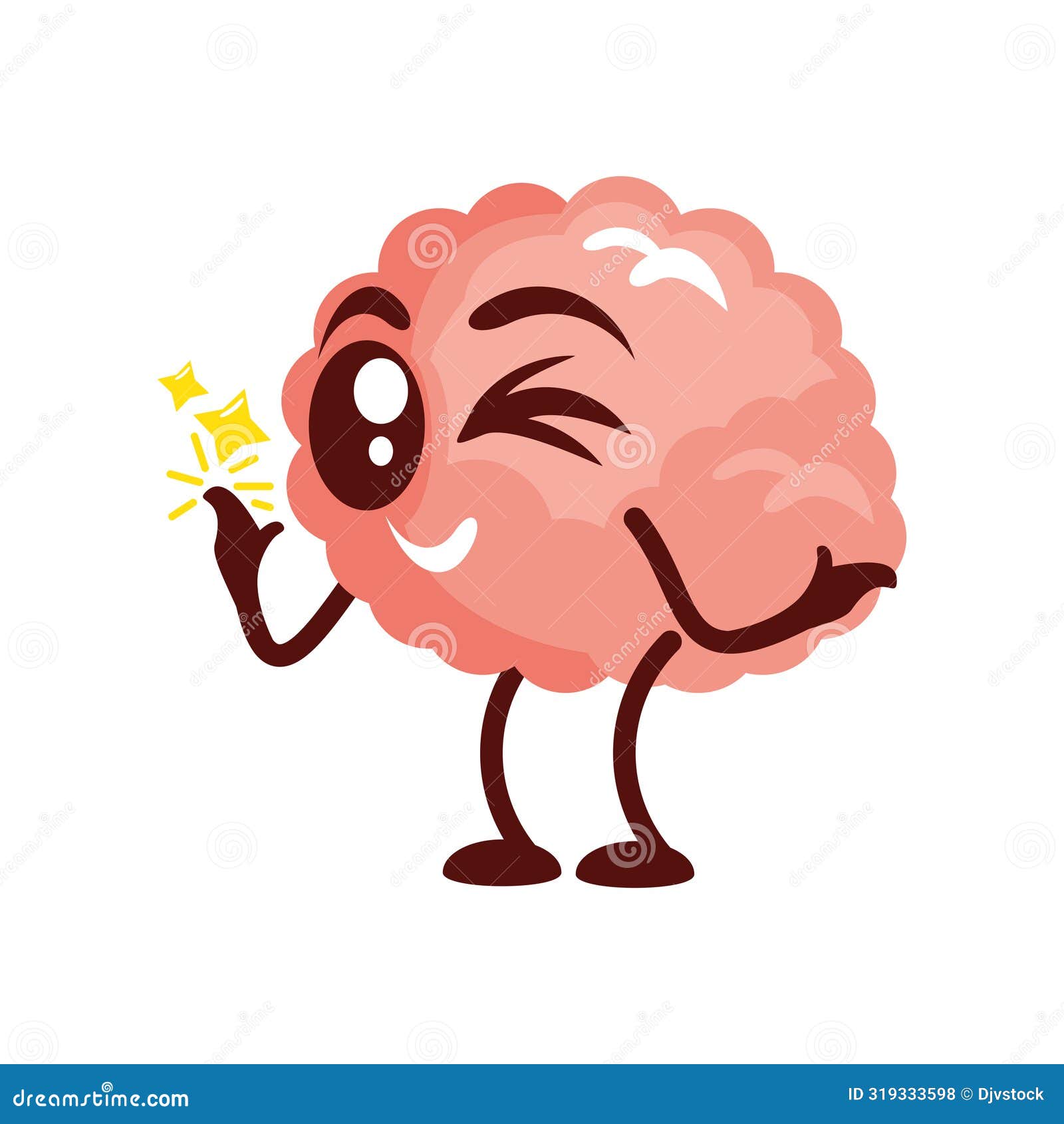 Cartoon winking brain stock vector. Illustration of mascot - 319333598