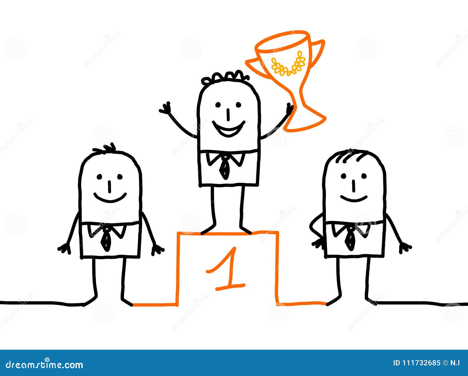 Cartoon Winner Man On Podium With Cup | CartoonDealer.com #111732685