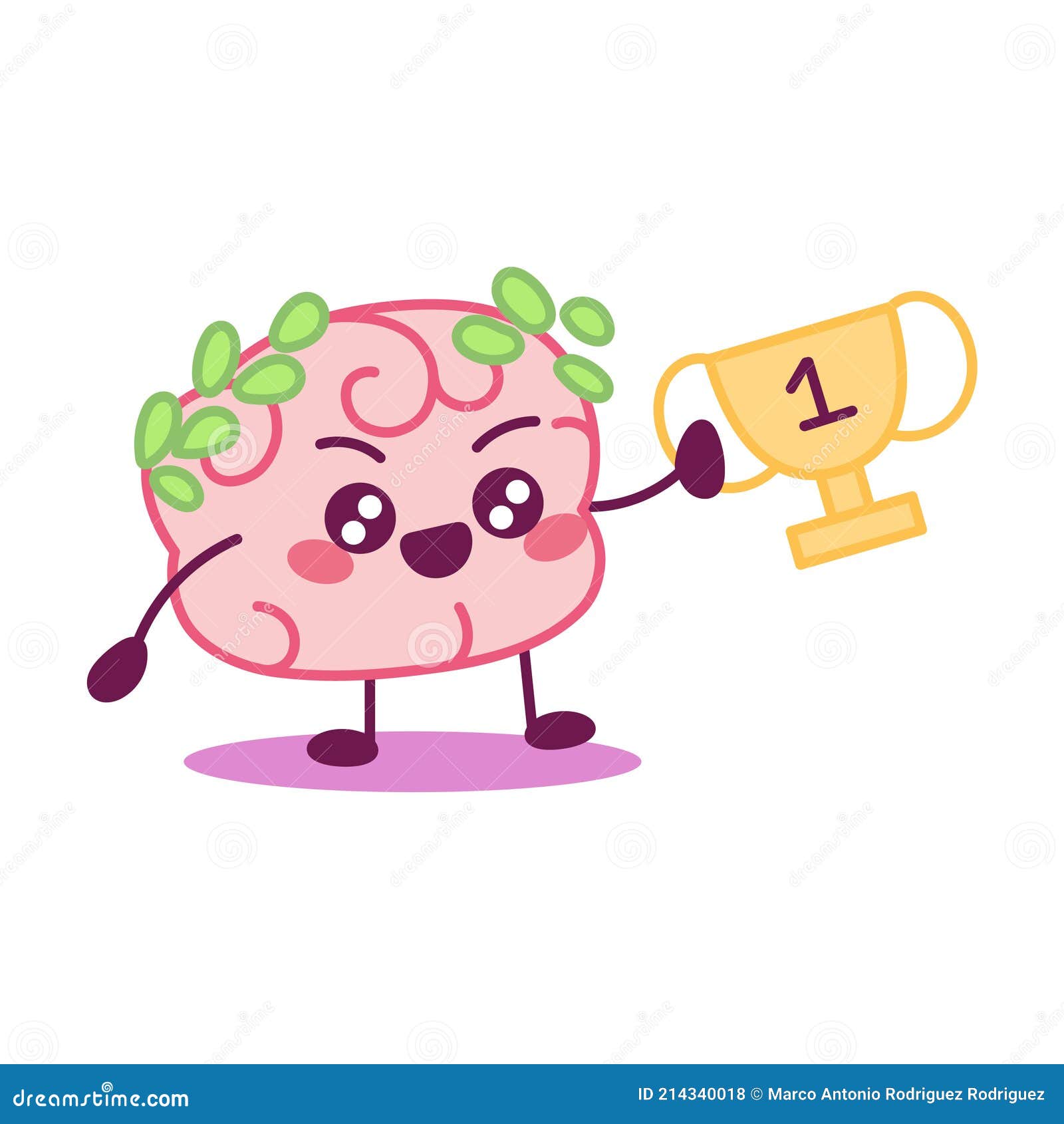 Cartoon of a winning brain stock vector. Illustration of face - 214340018