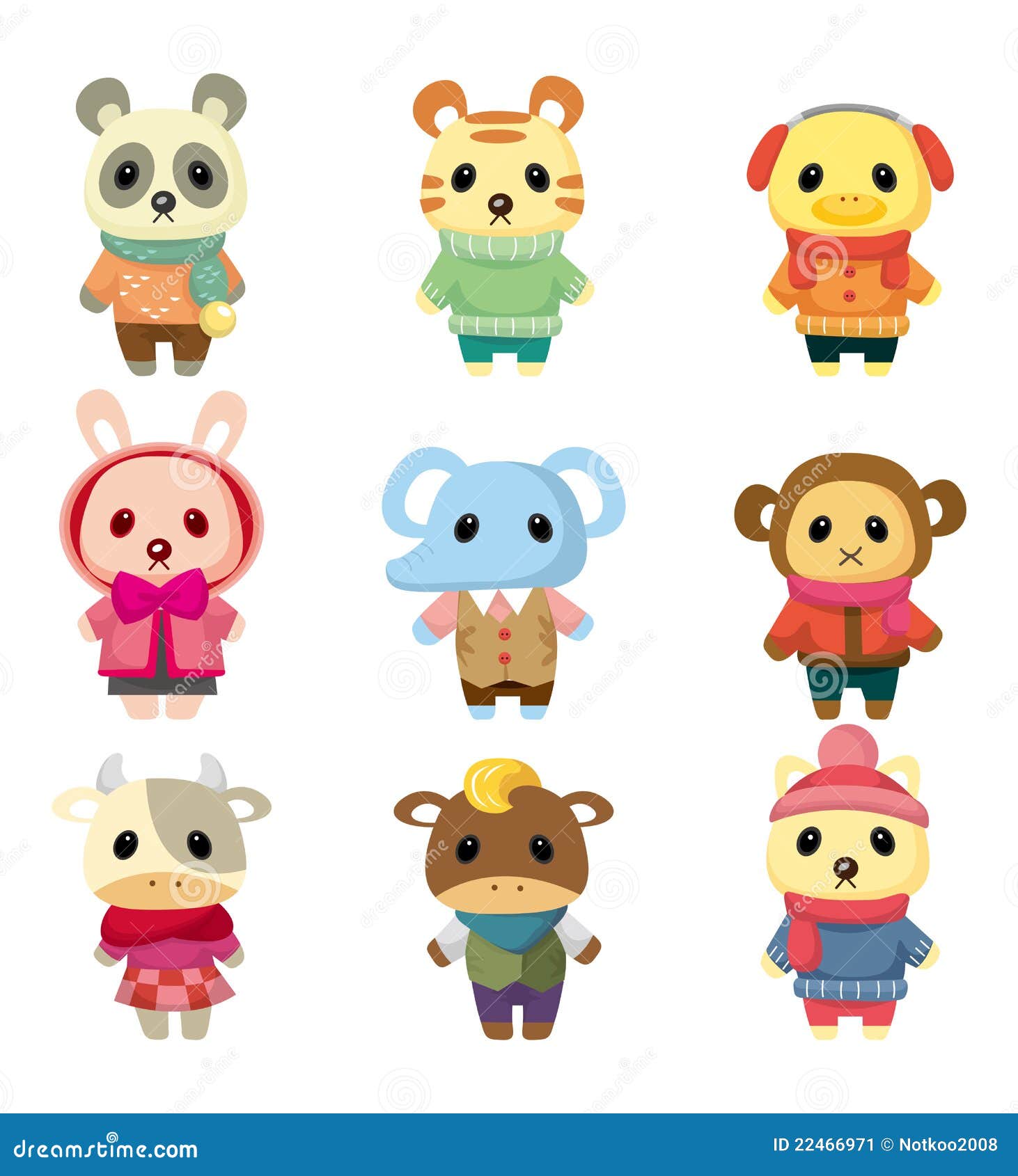 Cartoon winter animal set stock vector. Illustration of rabbit - 22466971