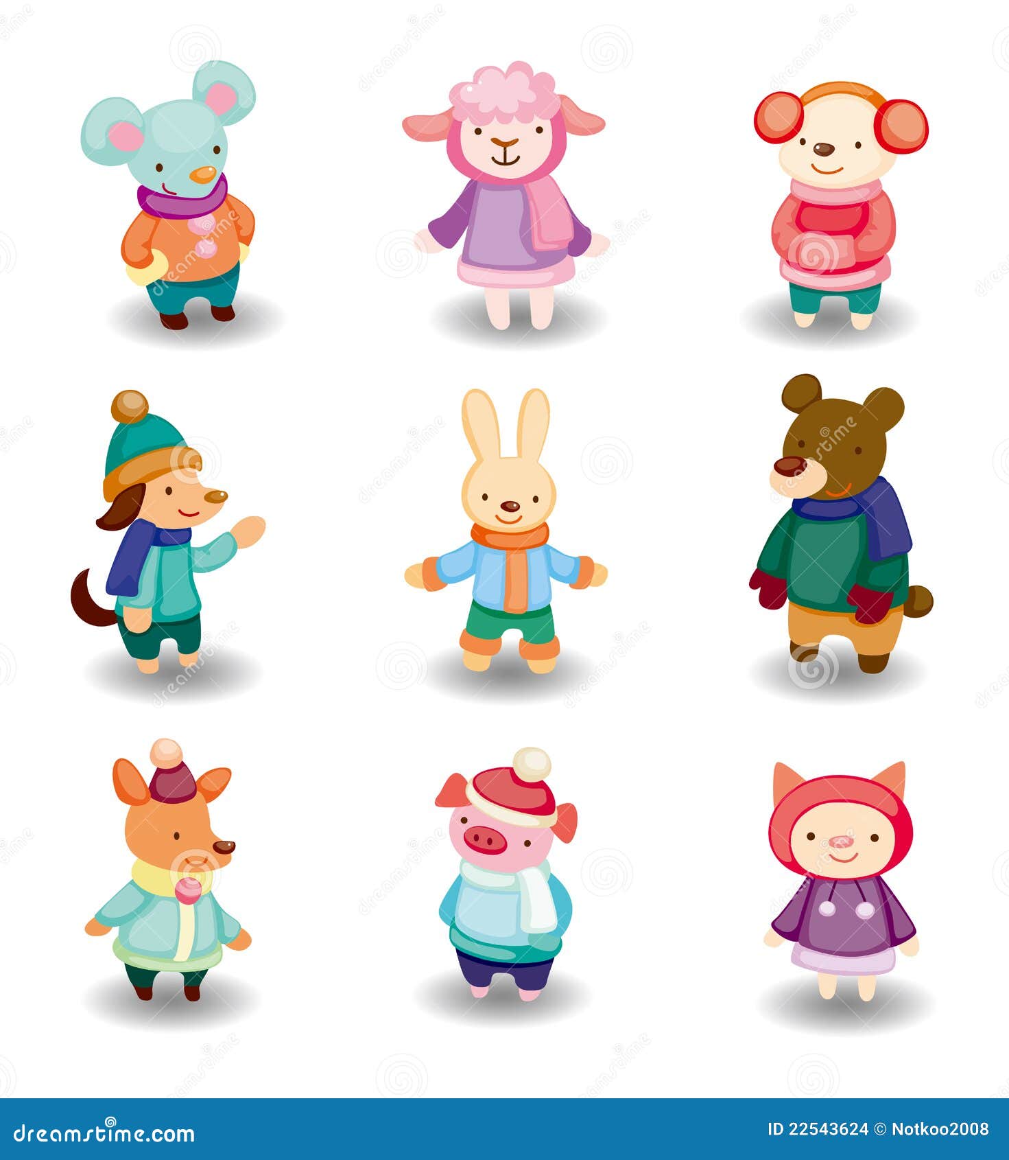 Cartoon winter animal set stock vector. Illustration of baby - 22543624