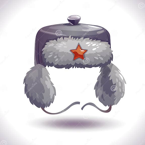 Cartoon Winter Fur Grey Earflaps Hat Stock Vector Illustration Of Season Attribute 82829847