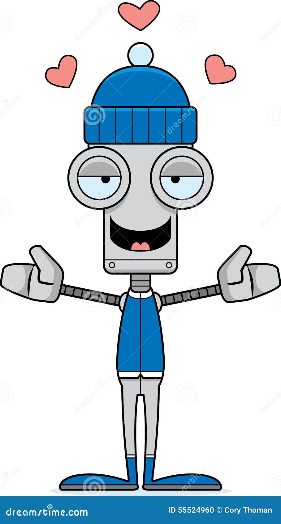 Cartoon Winter Robot Hug stock vector. Illustration of winter - 55524960