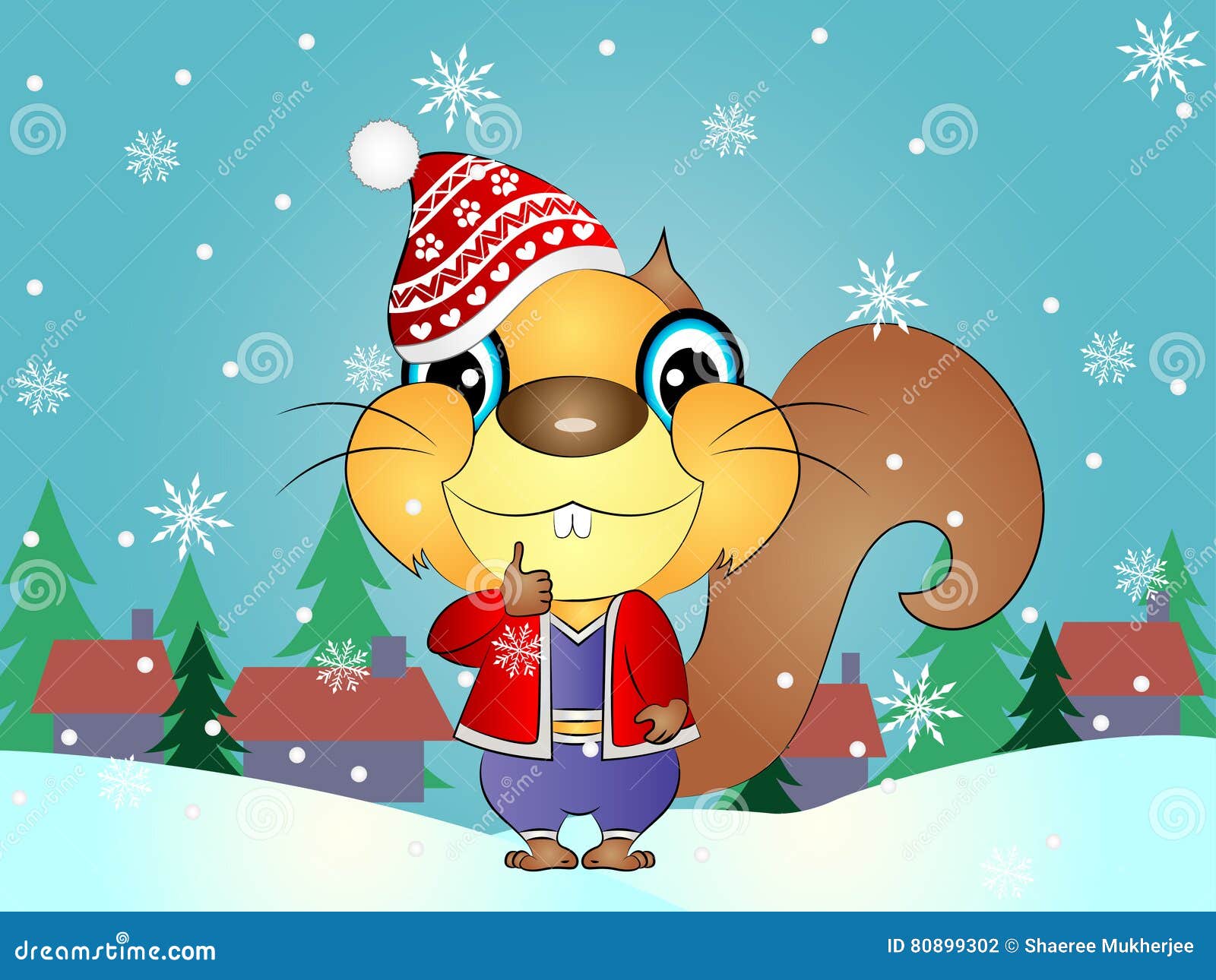 Cartoon Winter Squirrel stock illustration. Illustration of clothes ...