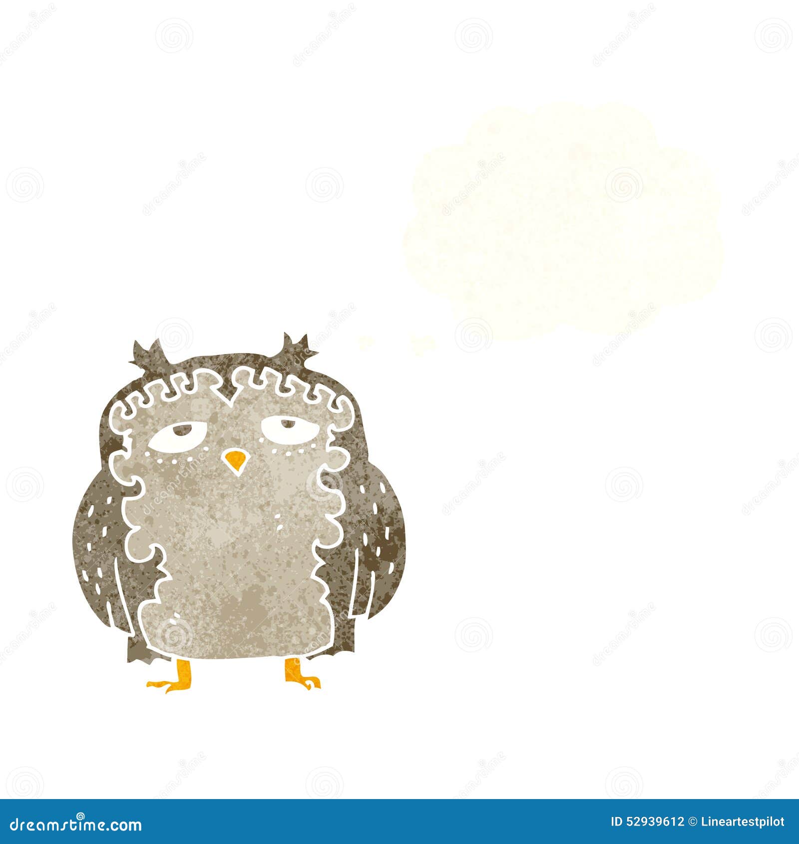 Cartoon Wise Old Owl with Thought Bubble Stock Illustration ...