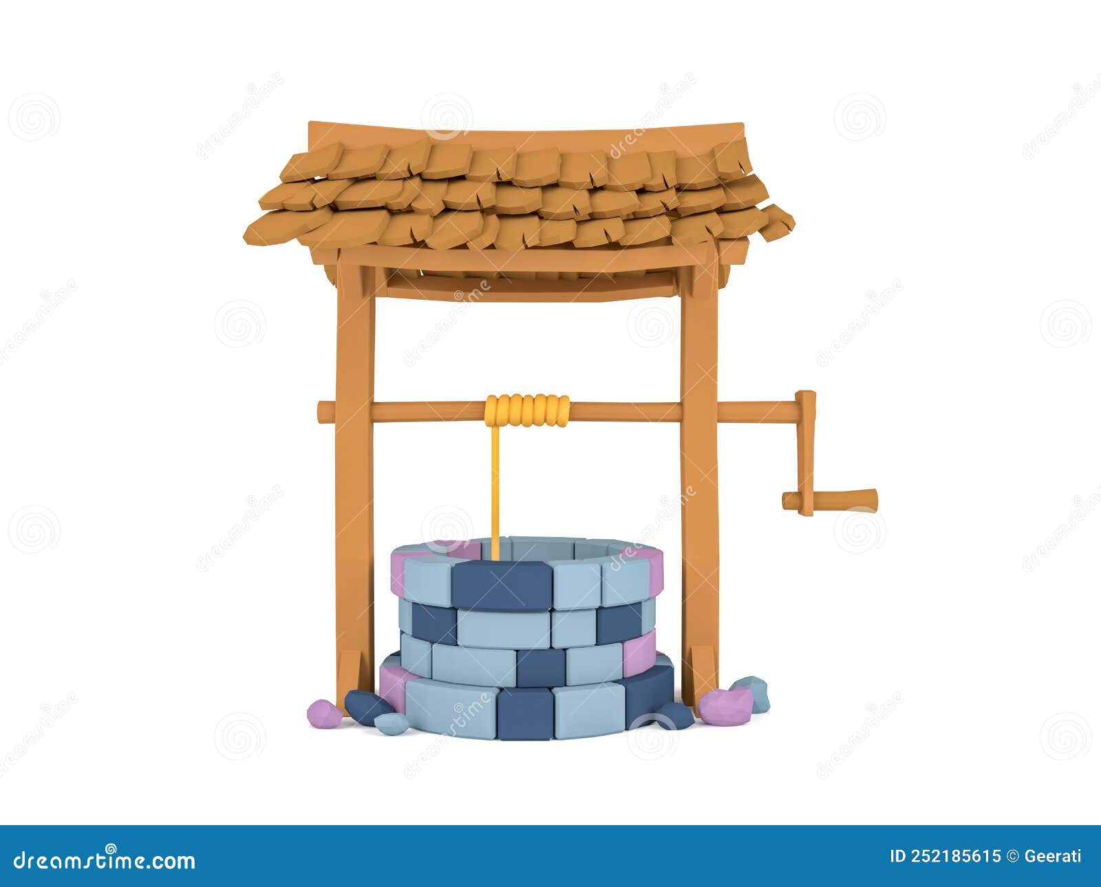 Cartoon Wishing Well, 3D Rendering Stock Illustration - Illustration of ...