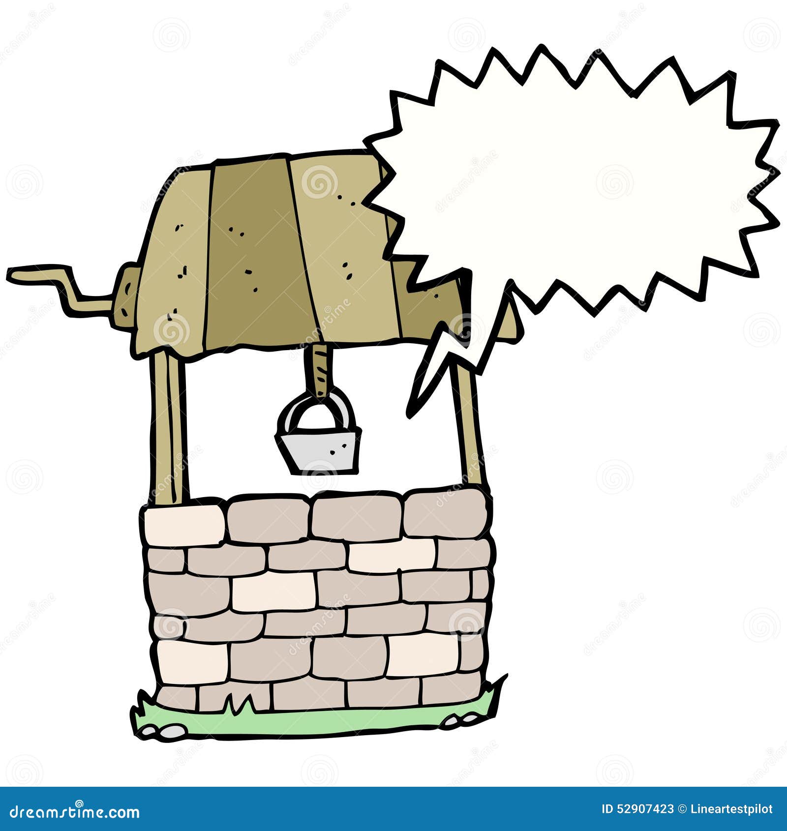 Cartoon Wishing Well with Speech Bubble Stock Illustration ...