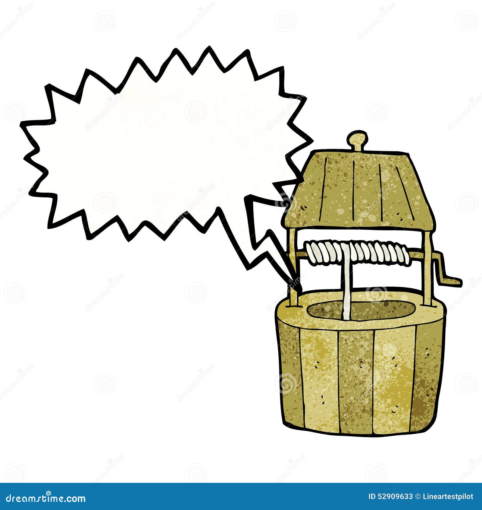 Cartoon Wishing Well with Speech Bubble Stock Illustration ...