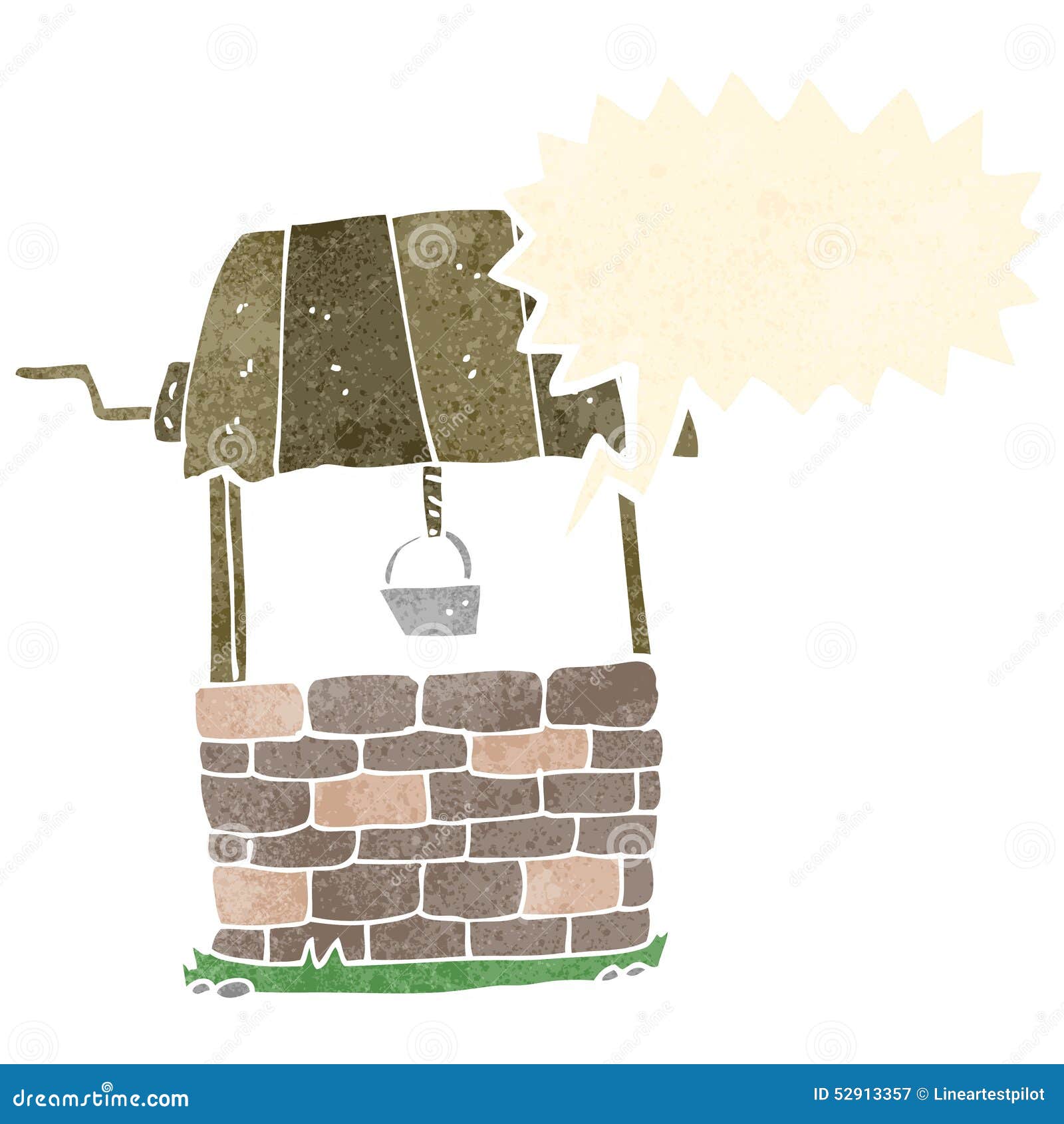 Cartoon Wishing Well with Speech Bubble Stock Illustration ...